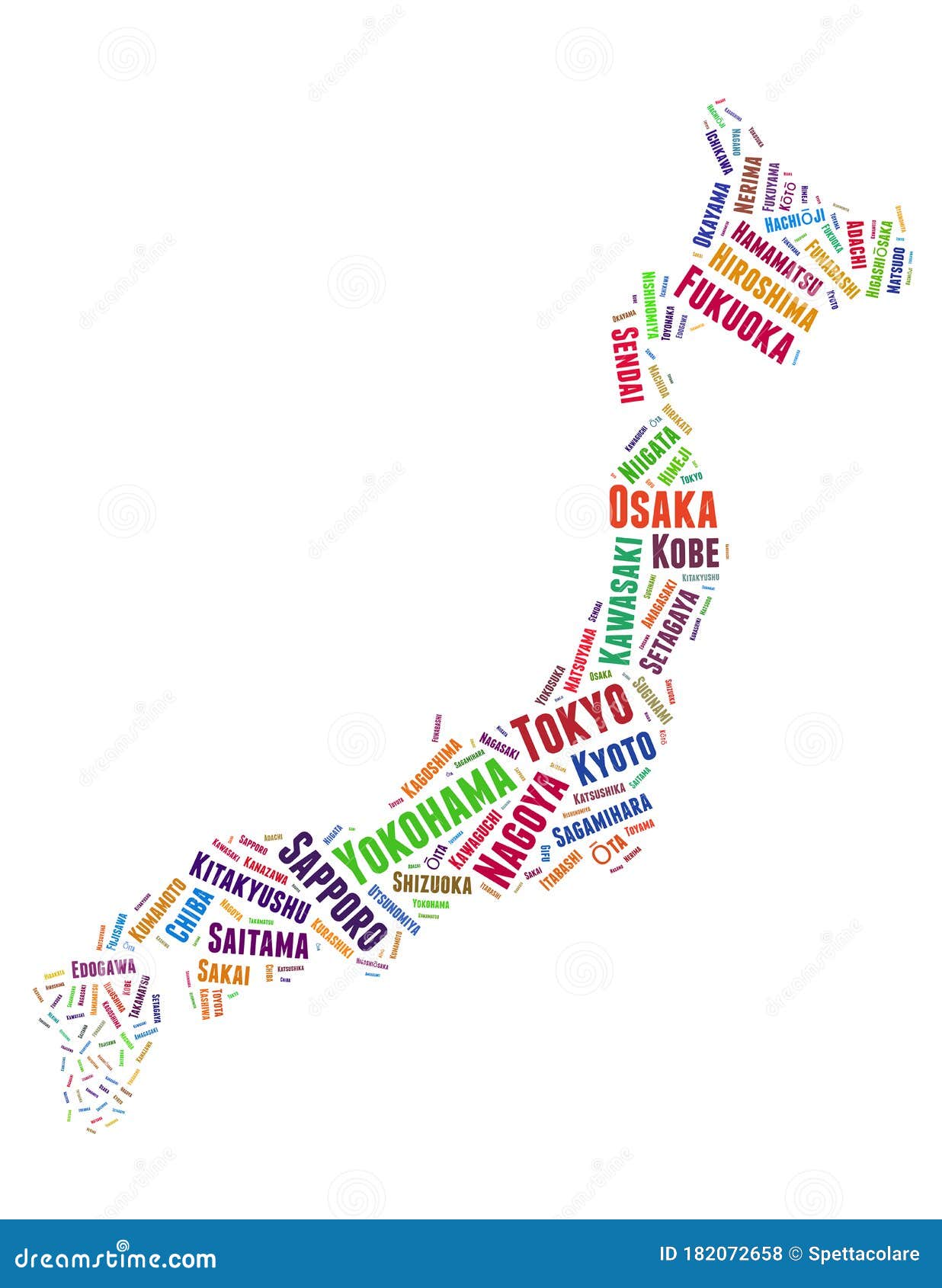 Japan Map and List of Cities Word Cloud Concept Stock Illustration ...