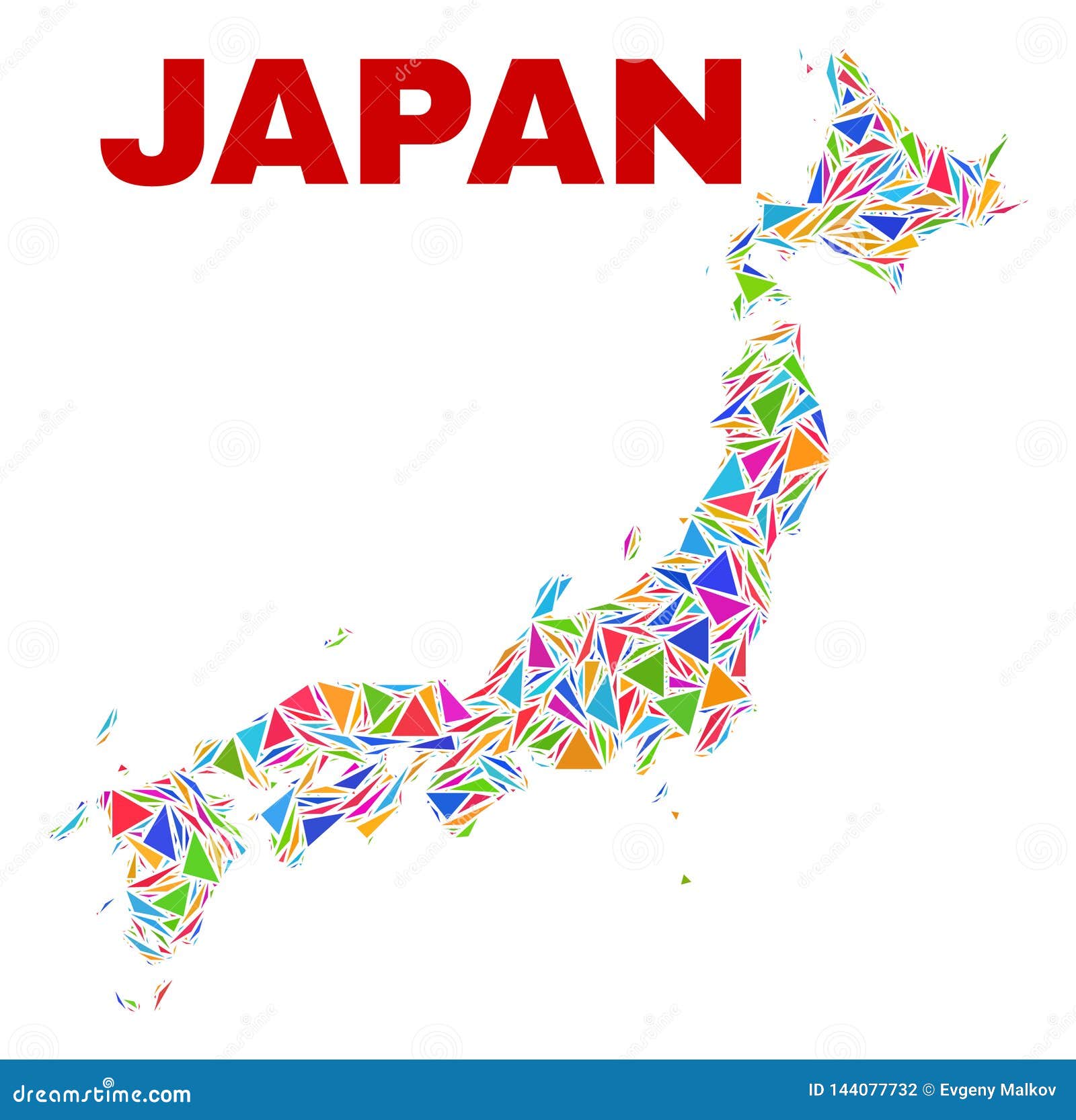 Japan Map - Mosaic of Color Triangles Stock Vector - Illustration of ...