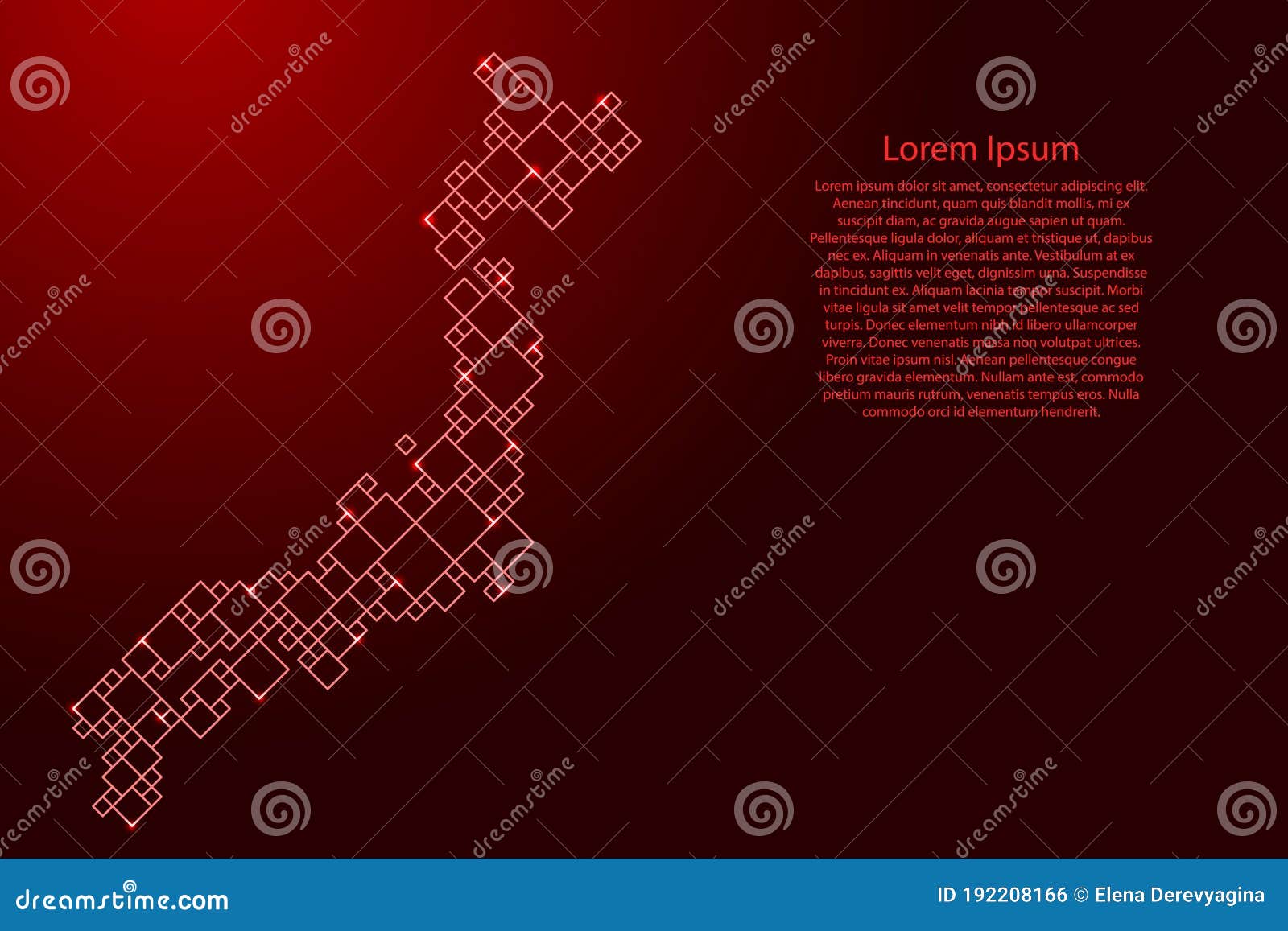 Japan Map from Red Pattern from a Grid of Squares of Different Sizes ...