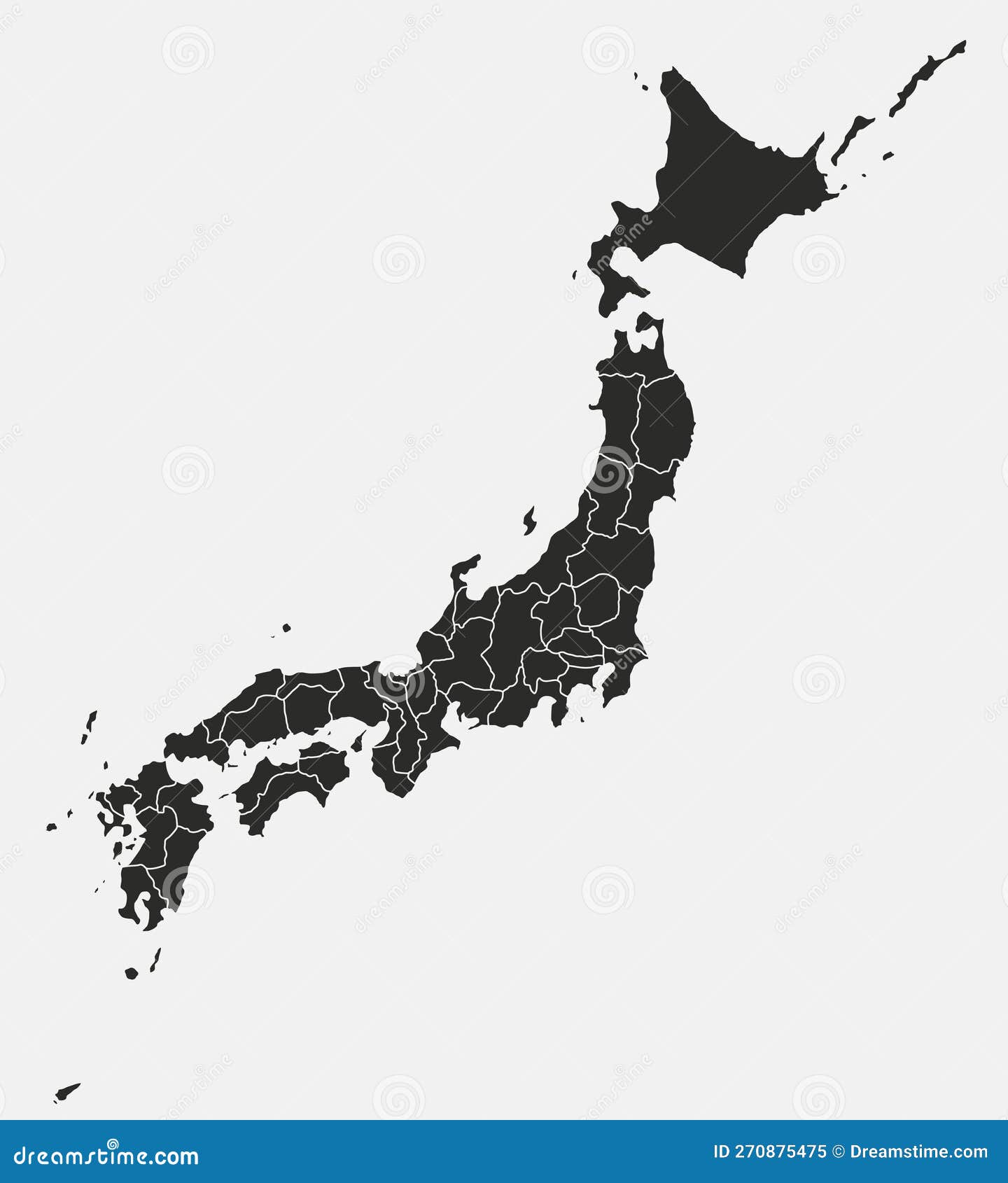 Japan Map with Regions Isolated on White Background. Stock Vector ...