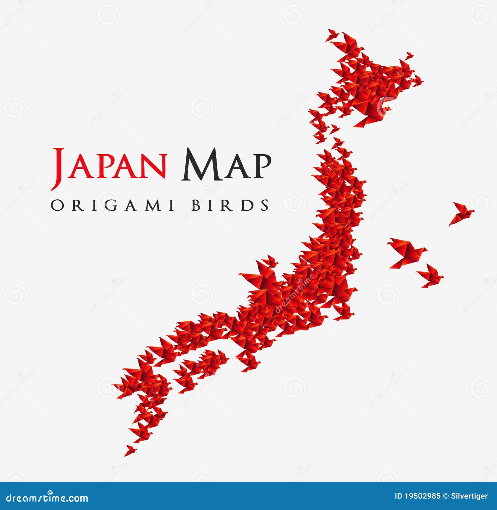 Japan Map Shaped from Origami Birds Stock Vector - Illustration of ...
