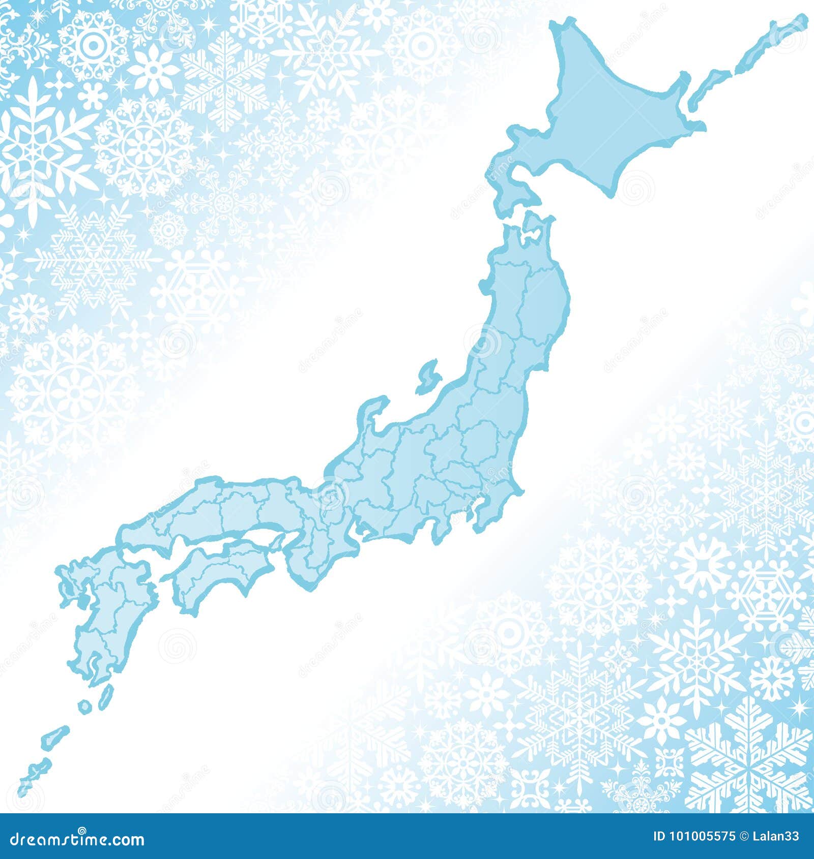 Japan Map with Snow Crystal. Stock Vector - Illustration of painting ...
