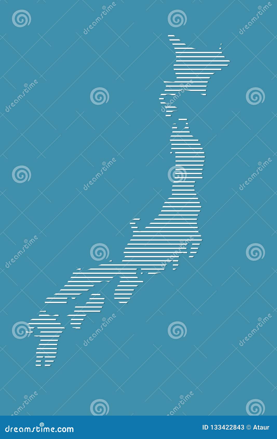 Japan Map Vector Illustration Using White Straight Lines on Blue Paper ...