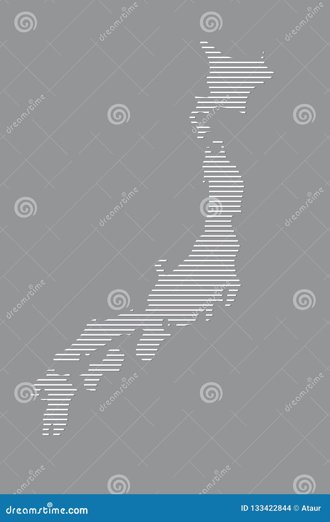Japan Map Vector Illustration Using White Straight Lines on Dark Stock ...