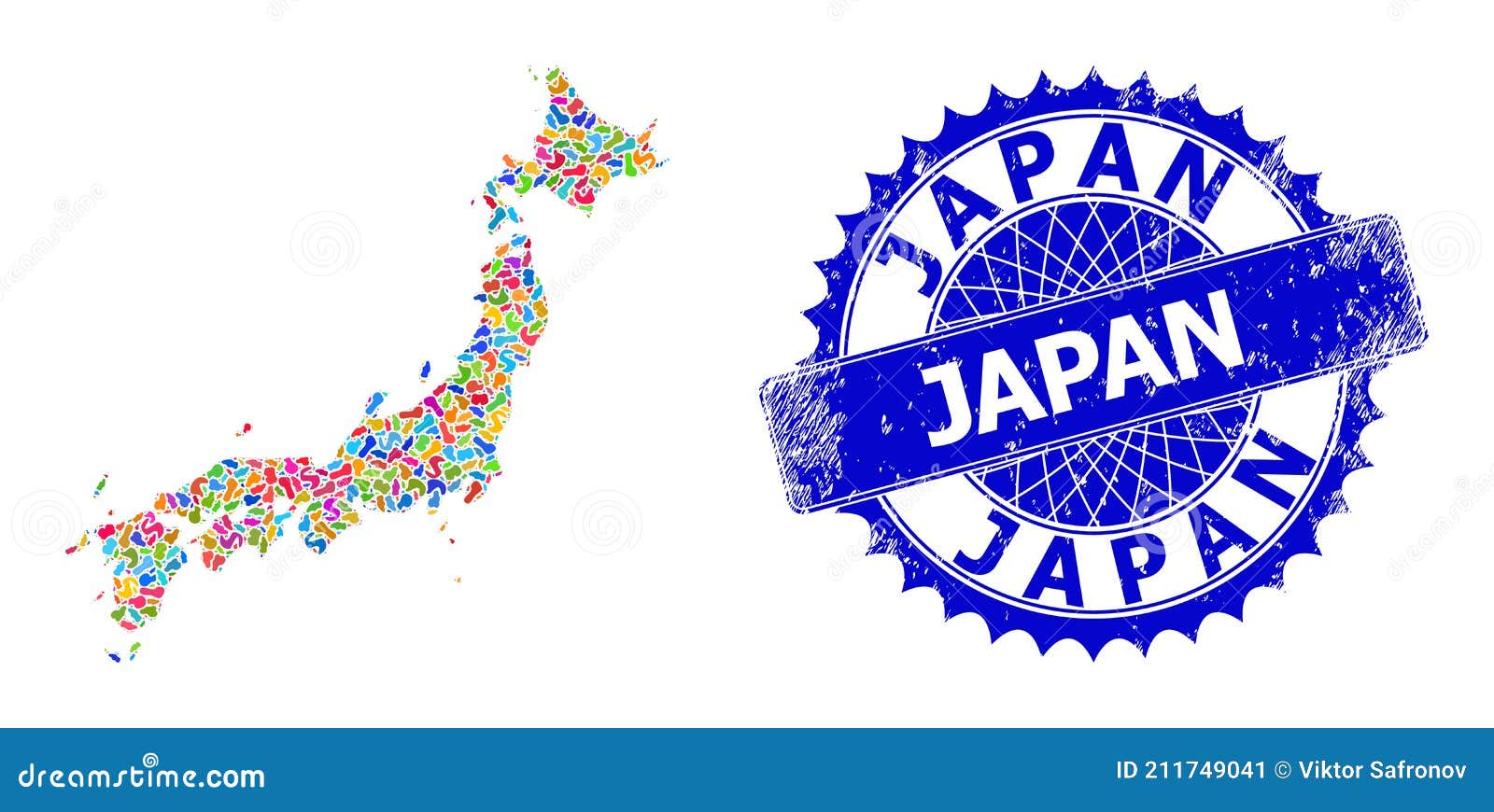 Spot Pattern Japan Map and Scratched Stamp Stock Vector - Illustration ...