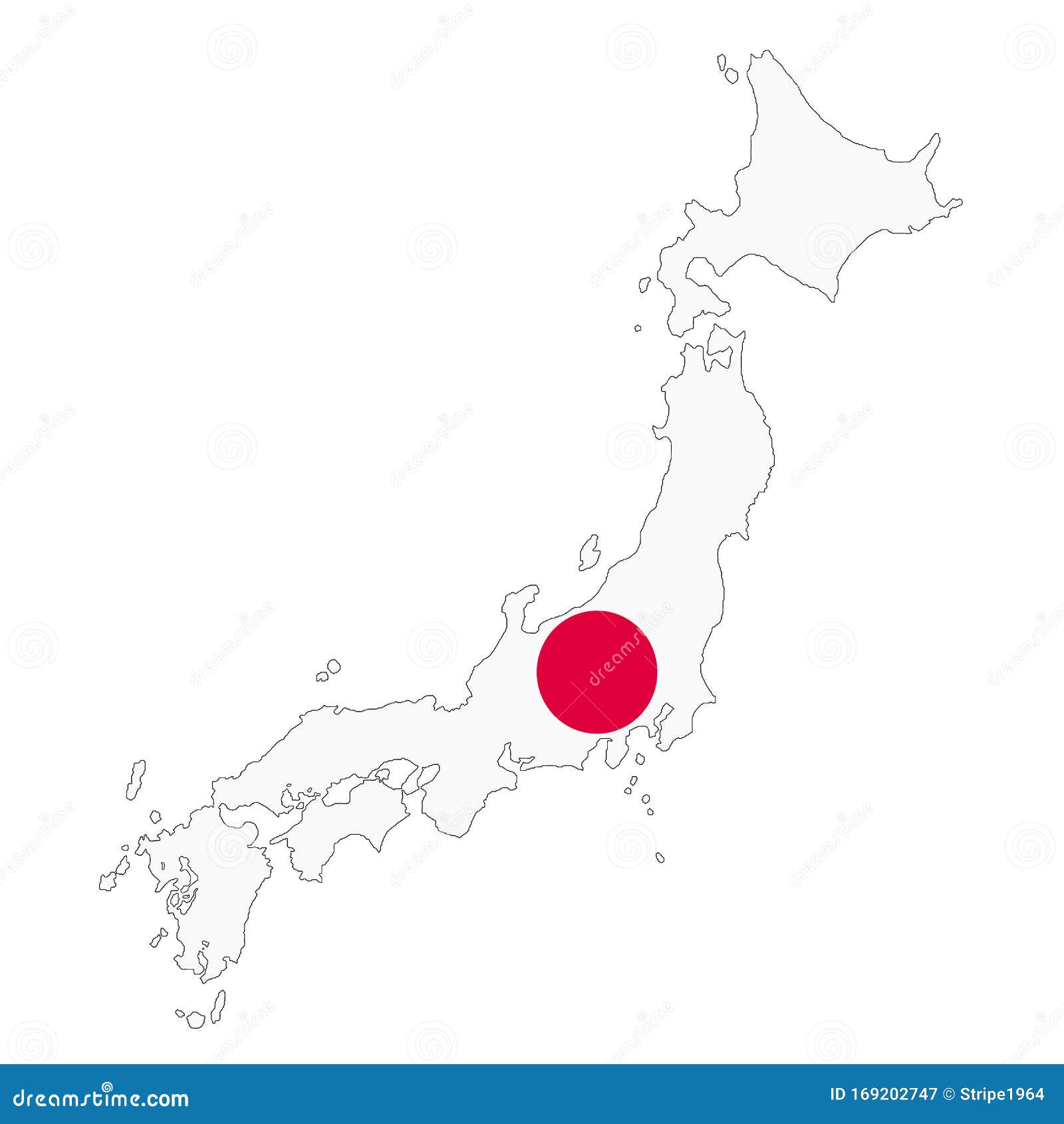 Japan Map on White Background with Clipping Path Stock Illustration ...
