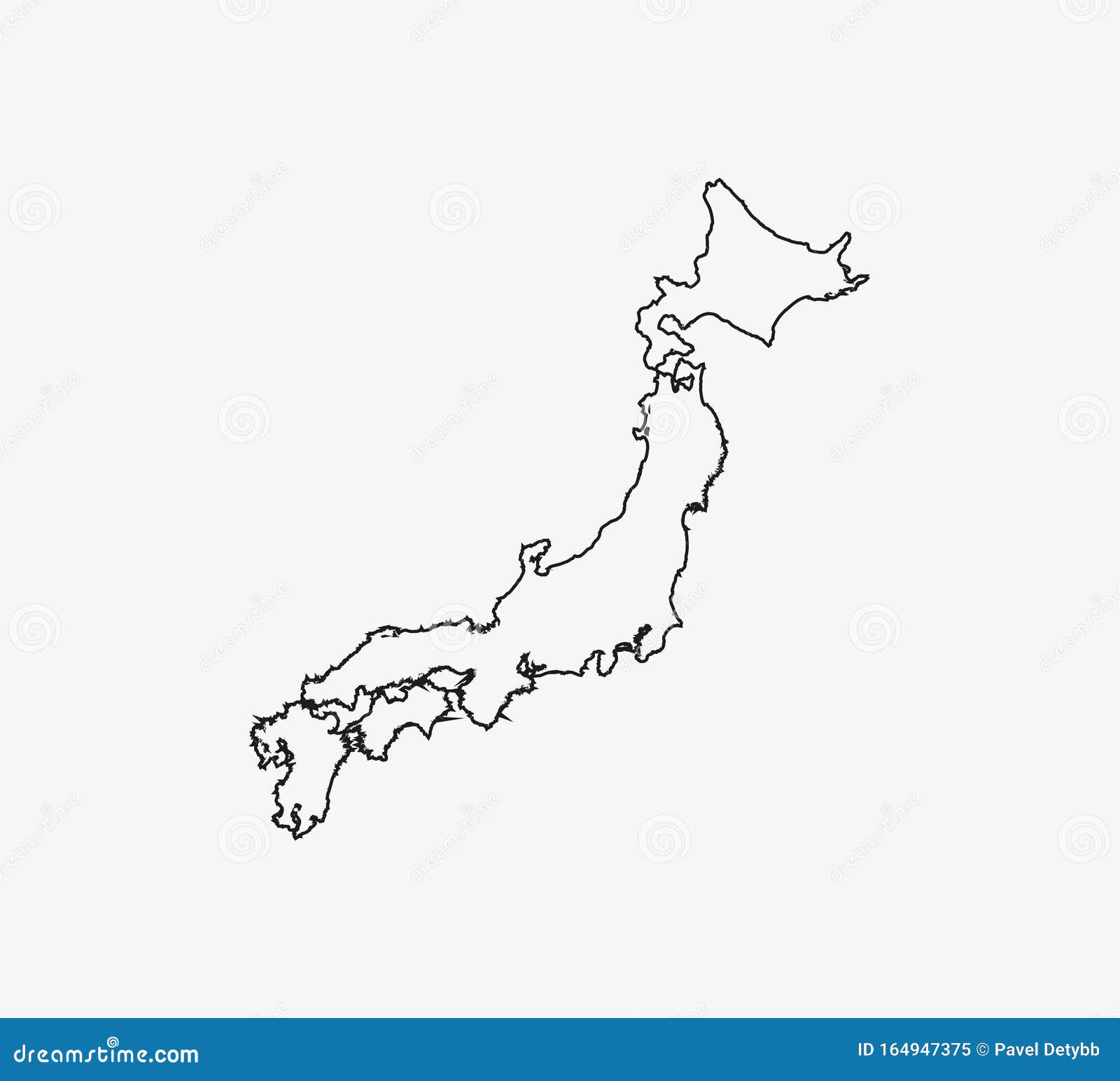 Japan, Map on White Background. Vector Illustration. Outline Stock ...