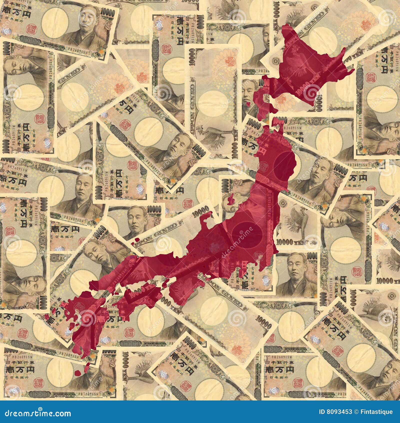 Japan Map With Yen Royalty-Free Cartoon | CartoonDealer.com #8093453