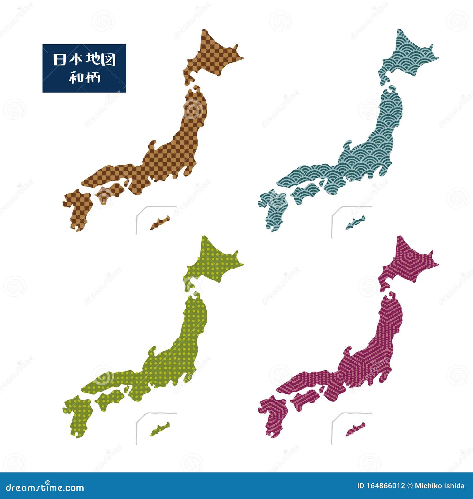Japan Maps With Different Japanese Patterns Royalty-Free Stock Image ...