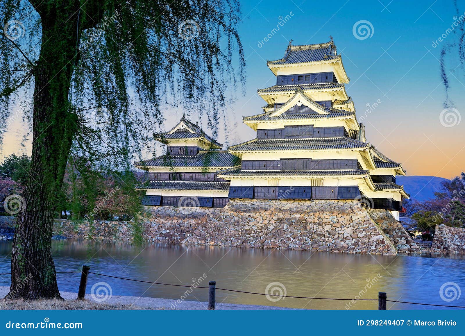 Japan. Matsumoto Castle at Sunset Editorial Photography - Image of gold ...