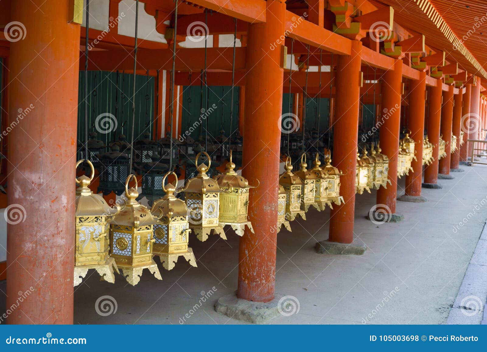 Japan, Nara, View of Lanterns in the Temple Stock Photo - Image of gate ...
