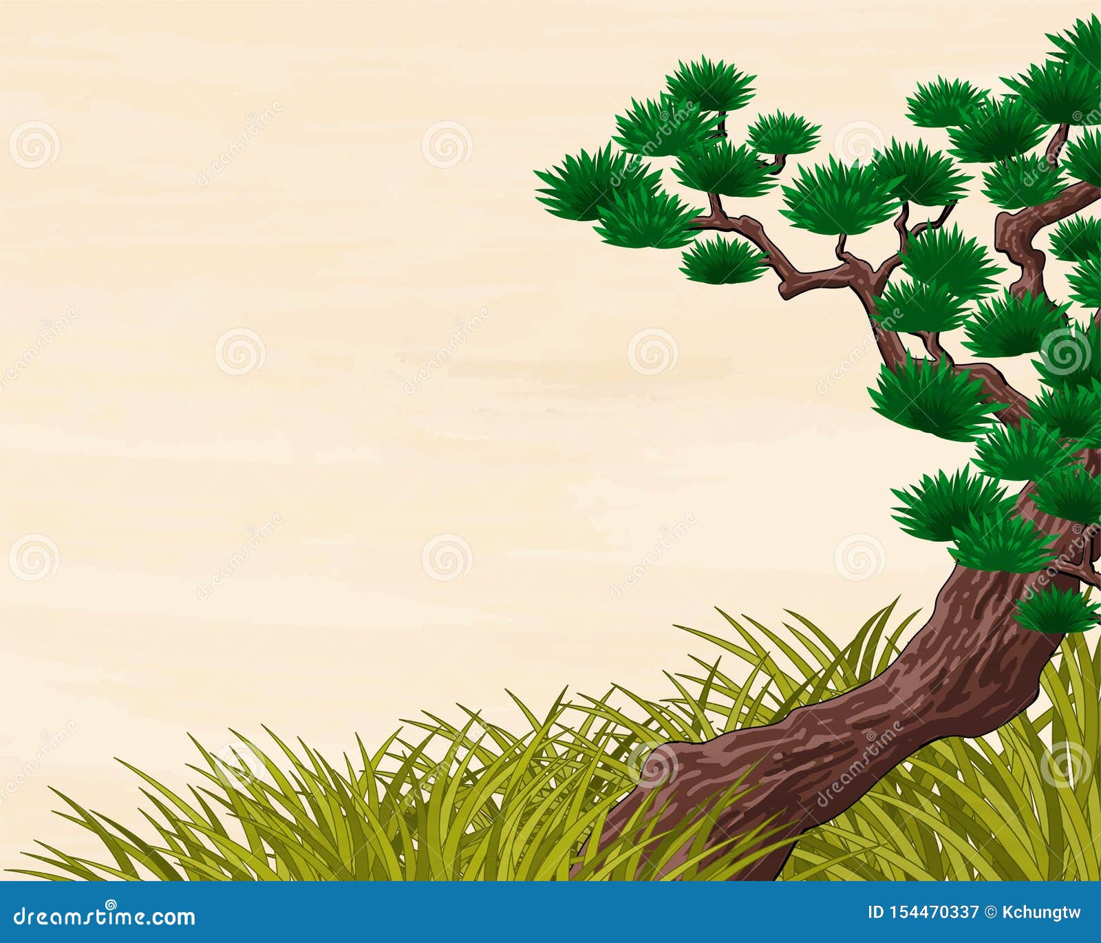 Japan pine tree scenery stock illustration. Illustration of grass ...