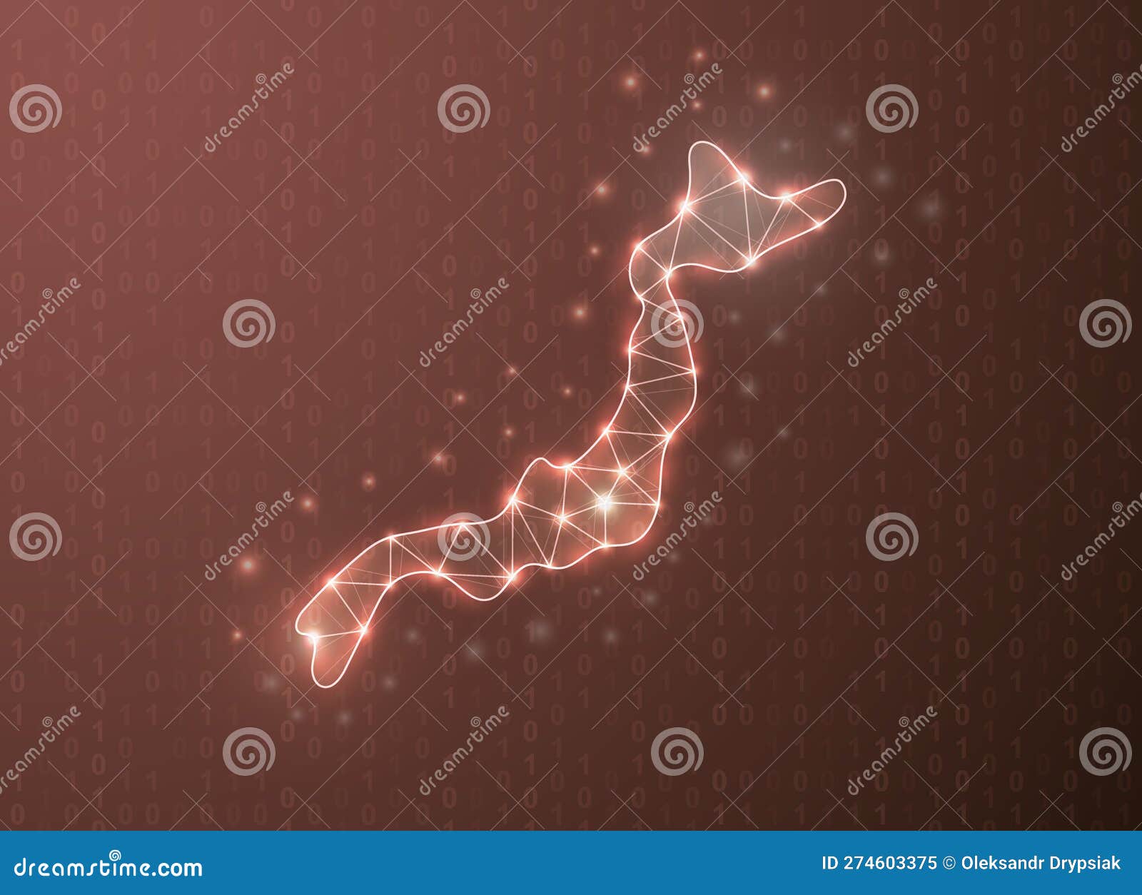 Japan Polygonal Symbol with Binary Code Background. Japan Map Concept ...