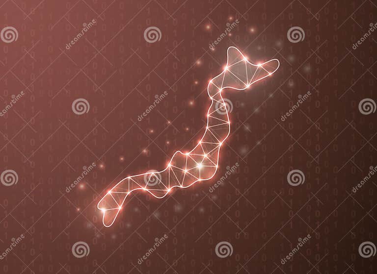 Japan Polygonal Symbol with Binary Code Background. Japan Map Concept ...