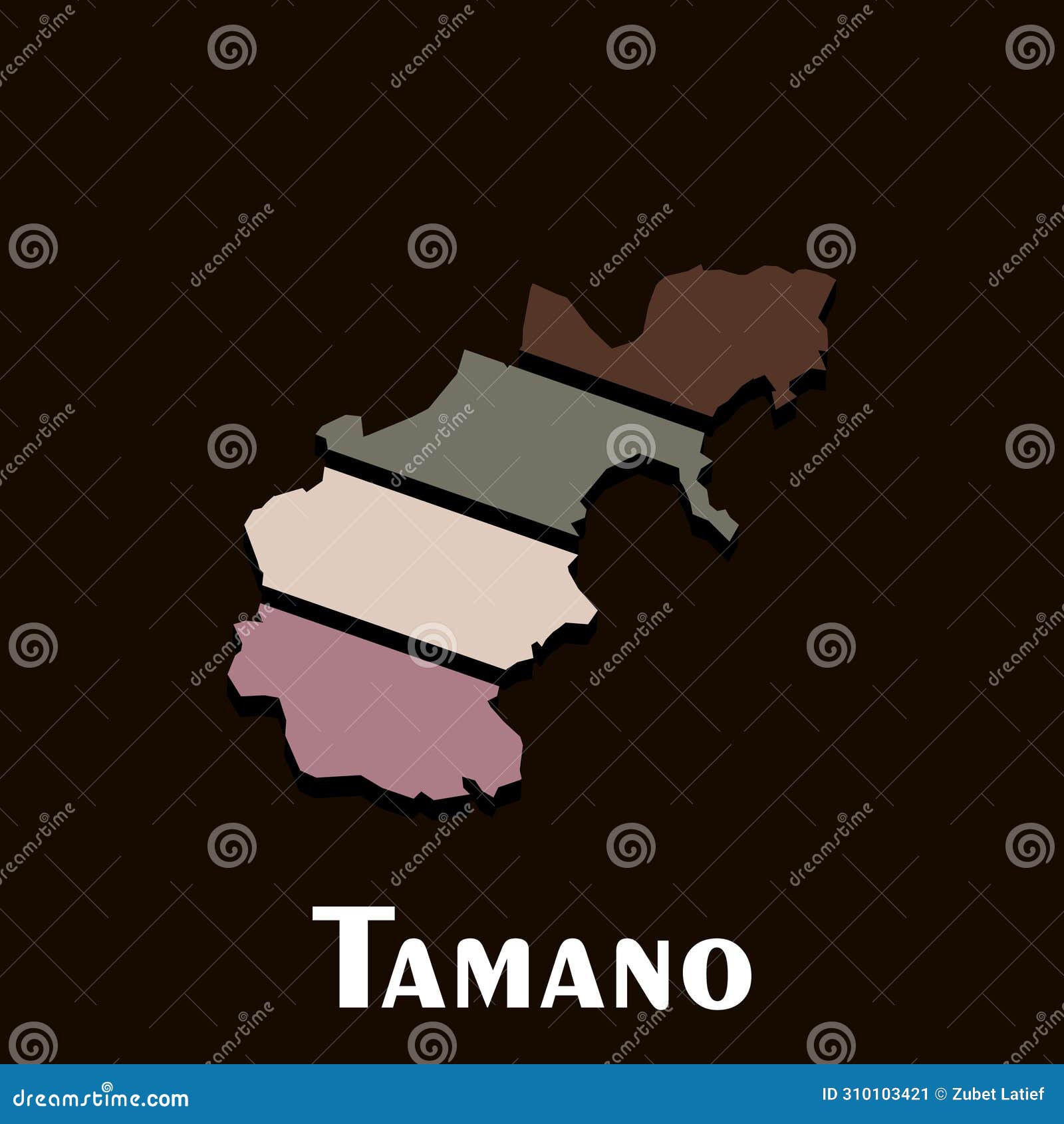 Japan Prefecture Map with City of Tamano Simple Design on Brown ...