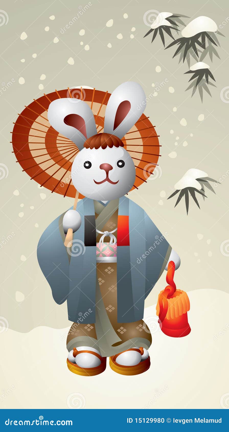 Japan Rabbit stock vector. Illustration of celebrating - 15129980