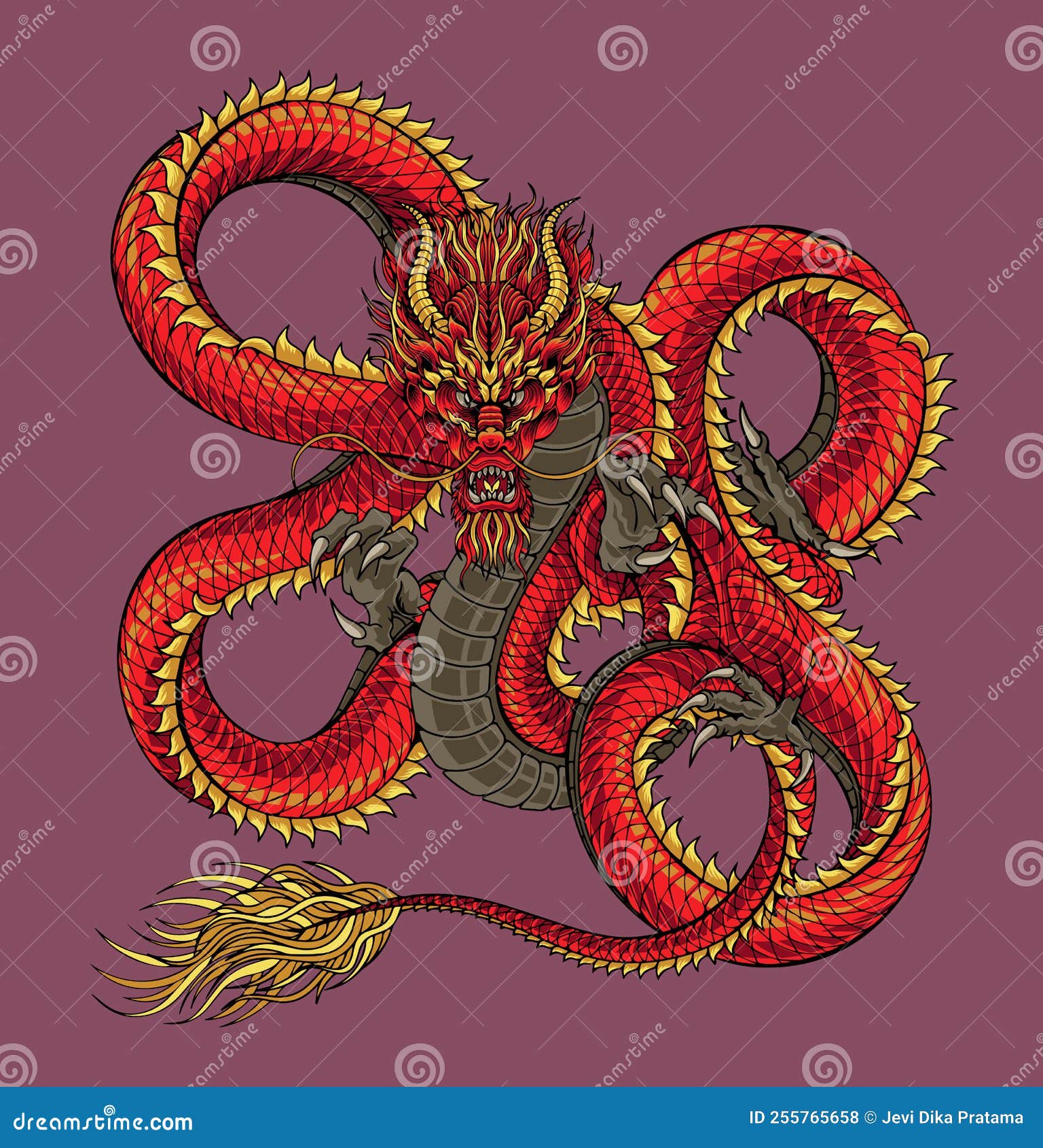 Japan Red Dragon Tattoo Illustration Stock Vector - Illustration of ...