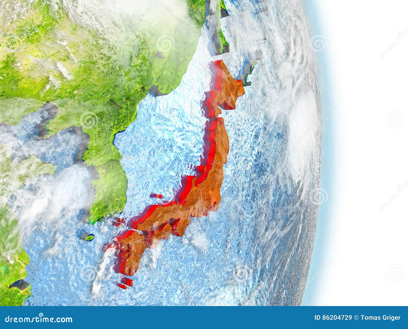 Japan in red on Earth stock illustration. Illustration of japanese ...