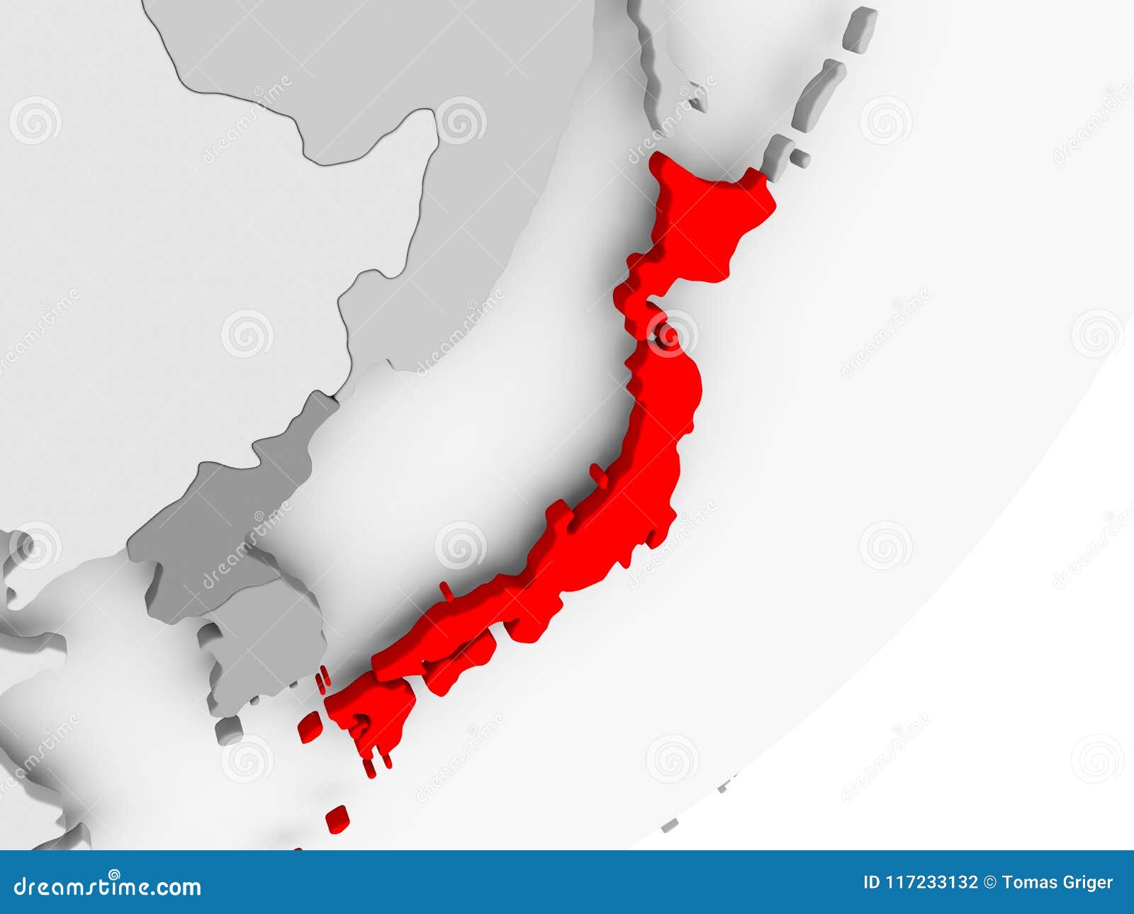 Japan in red on grey map stock illustration. Illustration of world ...