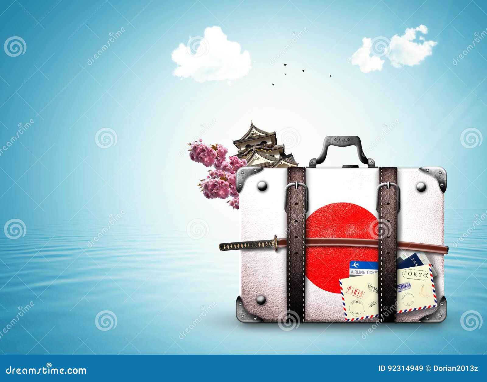 Japan, retro suitcase stock image. Image of glossy, passport - 92314949