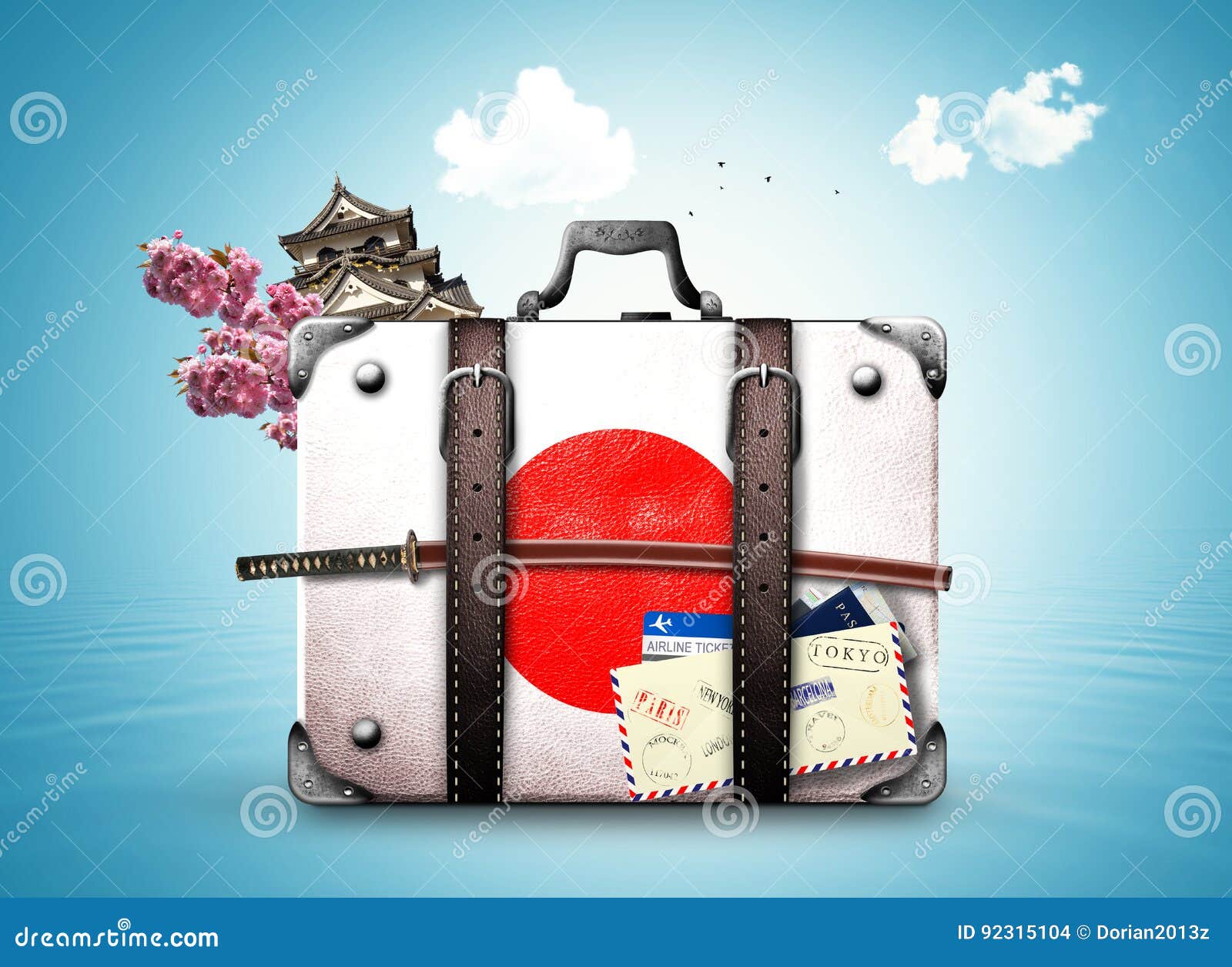 Japan, retro suitcase stock photo. Image of traditional - 92315104
