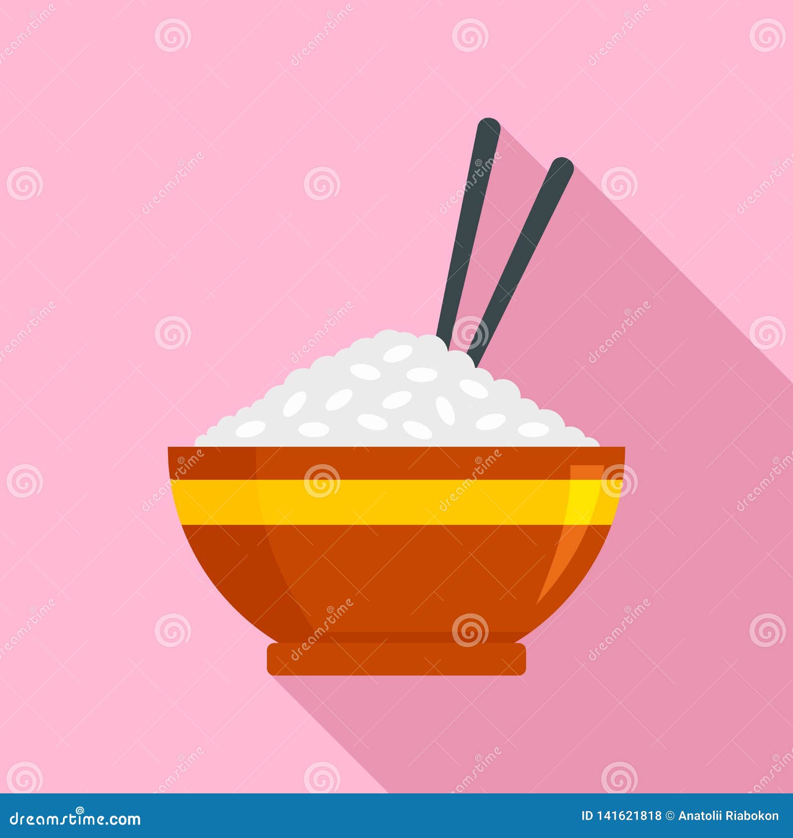Japan Rice Bowl Icon, Flat Style Stock Vector - Illustration of flat ...