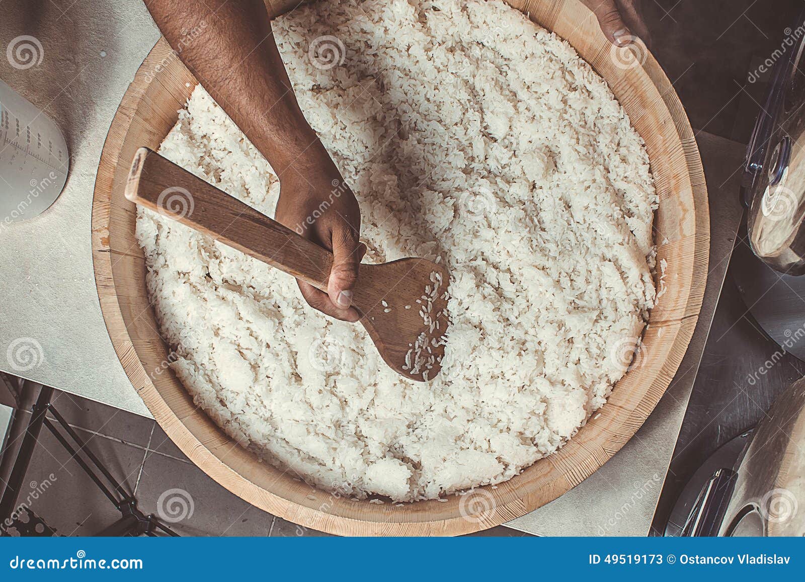 Japan rice in hangiri. stock image. Image of format, maki - 49519173