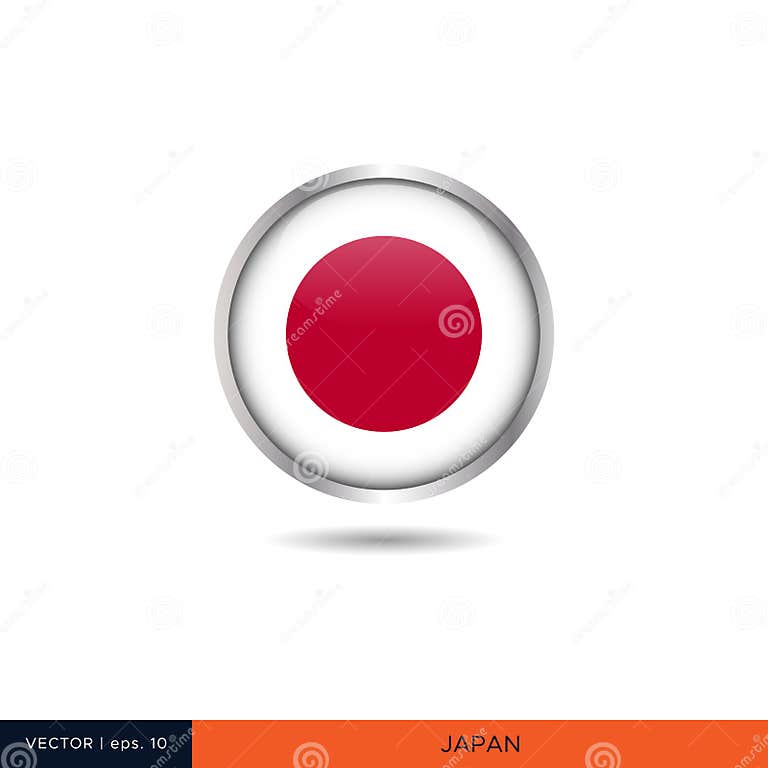 Japan Round Flag Vector Design. Stock Vector - Illustration of badge ...
