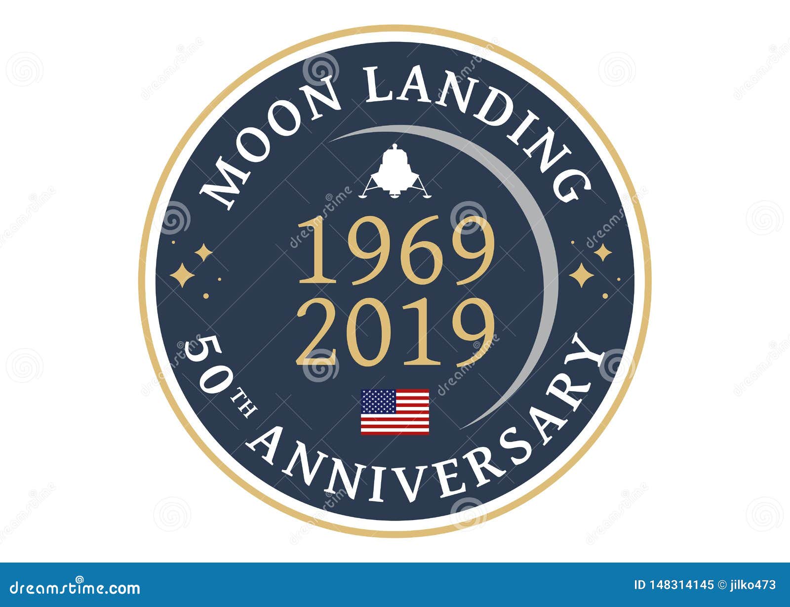 July 20 1969, Apollo 11 Moon Landing Day Calendar Vector Illustration ...