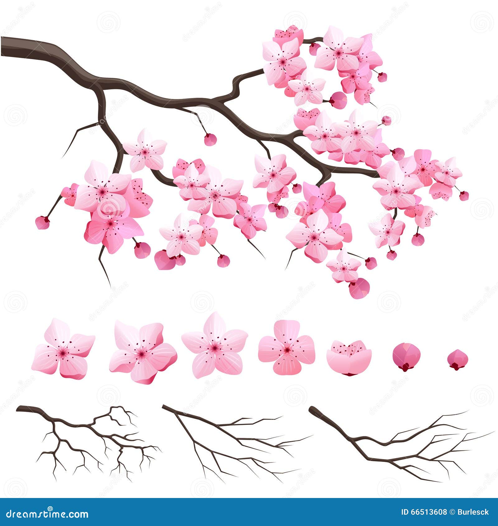 Japan Sakura Red Line Horizontal Style Seamless Pattern Vector ...