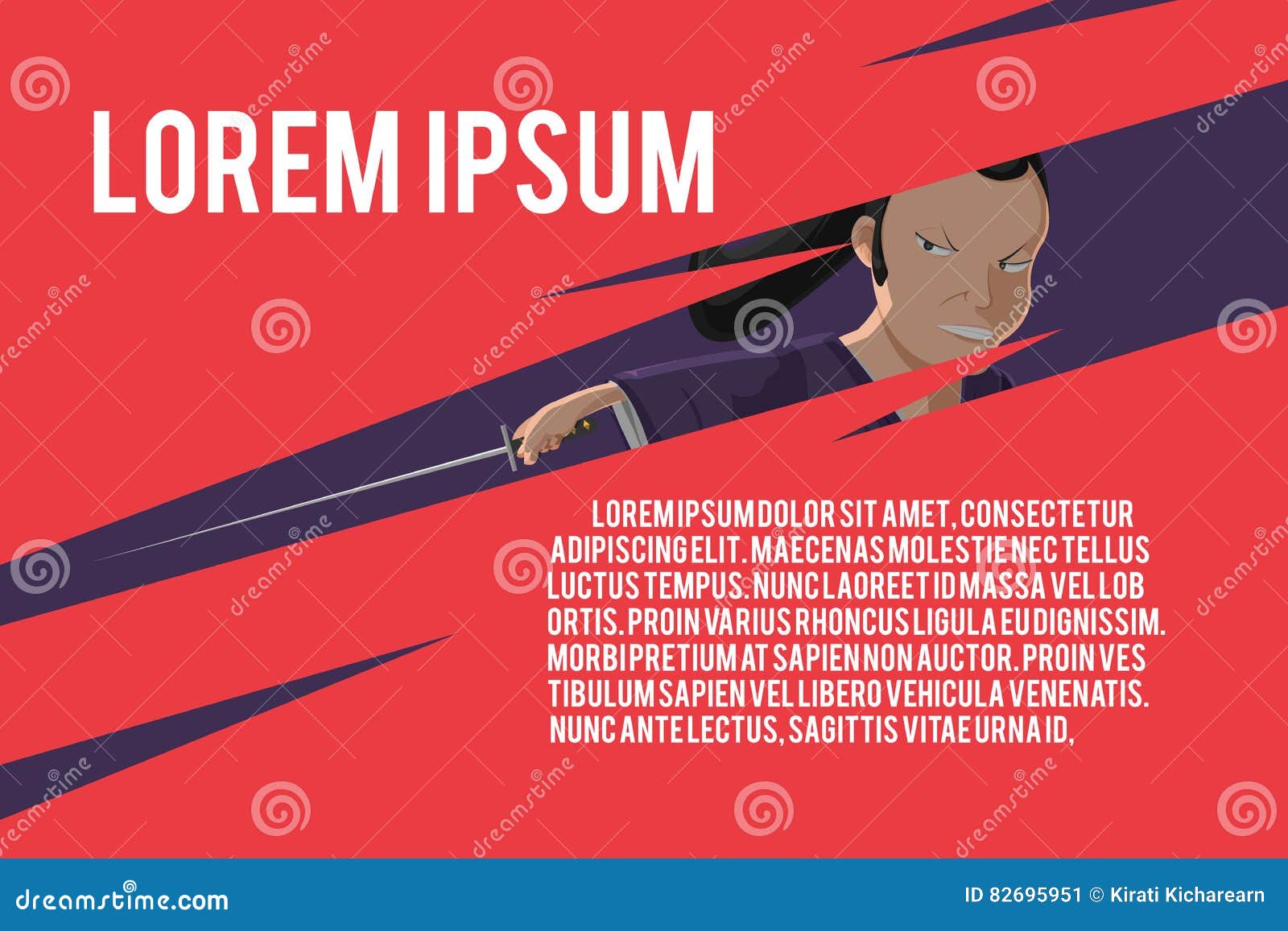 Japan Samurai Template Red Background Vector Stock Illustration ...