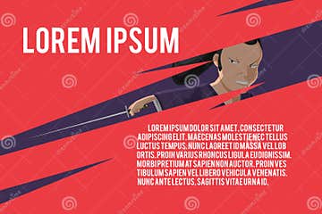 Japan Samurai Template Red Background Vector Stock Illustration ...