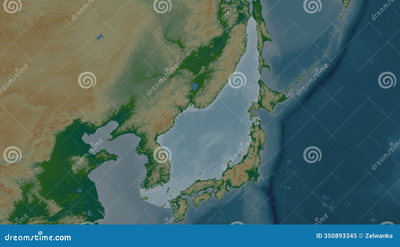 Japan Sea Highlighted. Physical Map Stock Illustration - Illustration ...