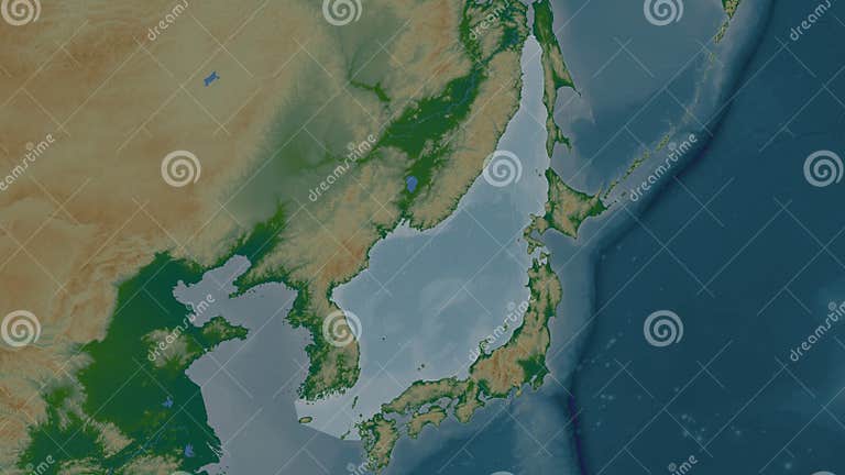 Japan Sea Highlighted. Physical Map Stock Illustration - Illustration ...