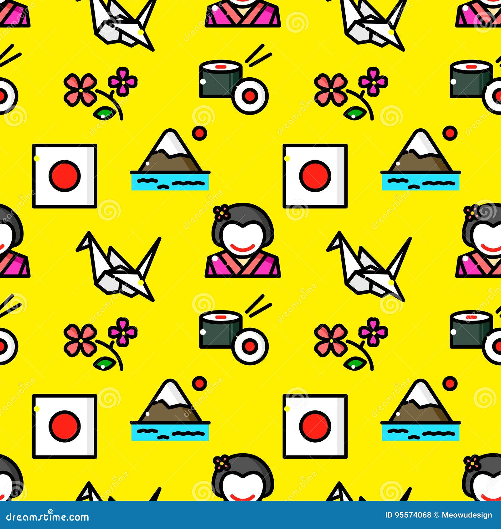 Japan Seamless Pattern Vector Illustration Stock Vector - Illustration ...