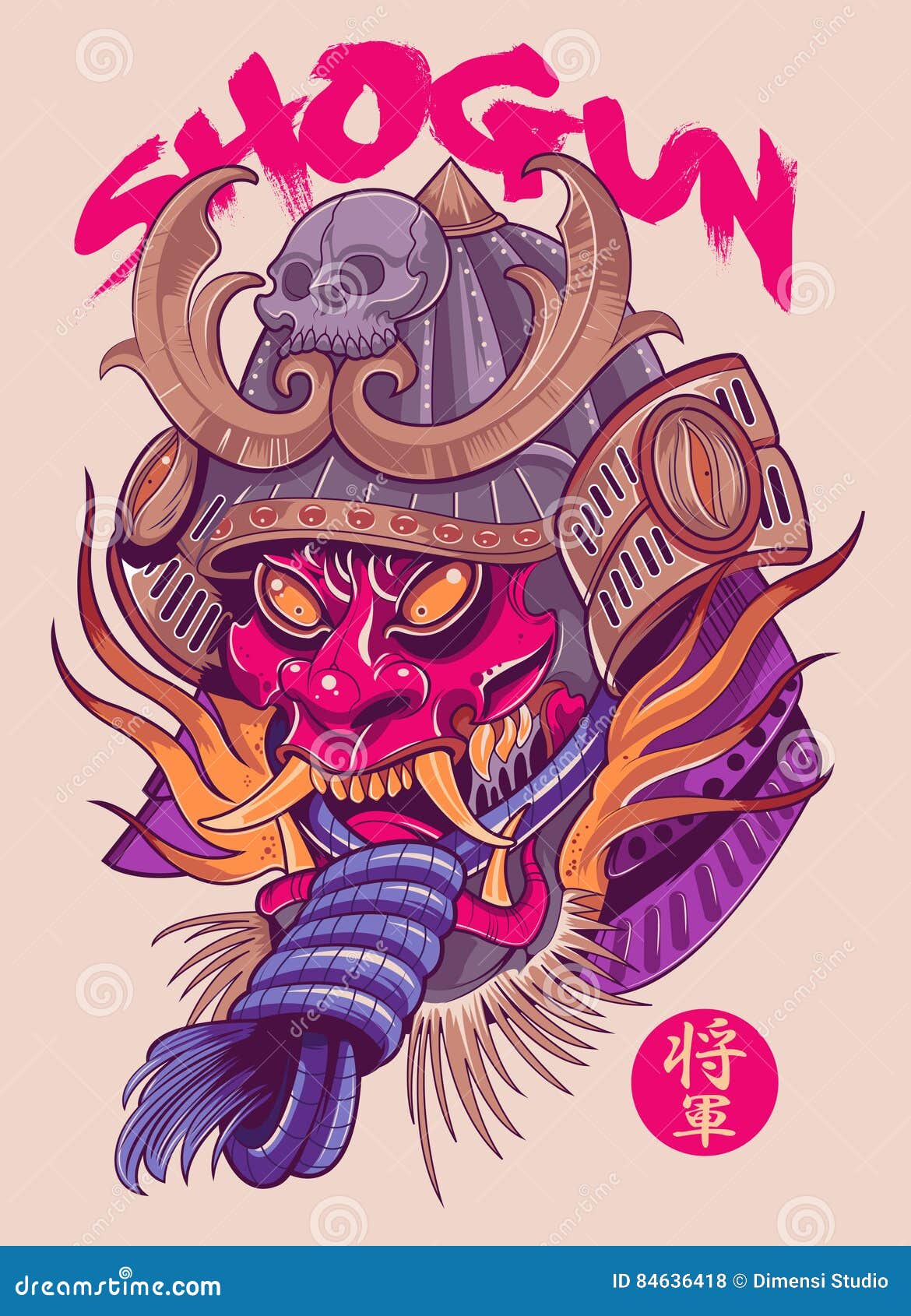 Japan Shogun Mask Illustration Stock Vector - Illustration of ...