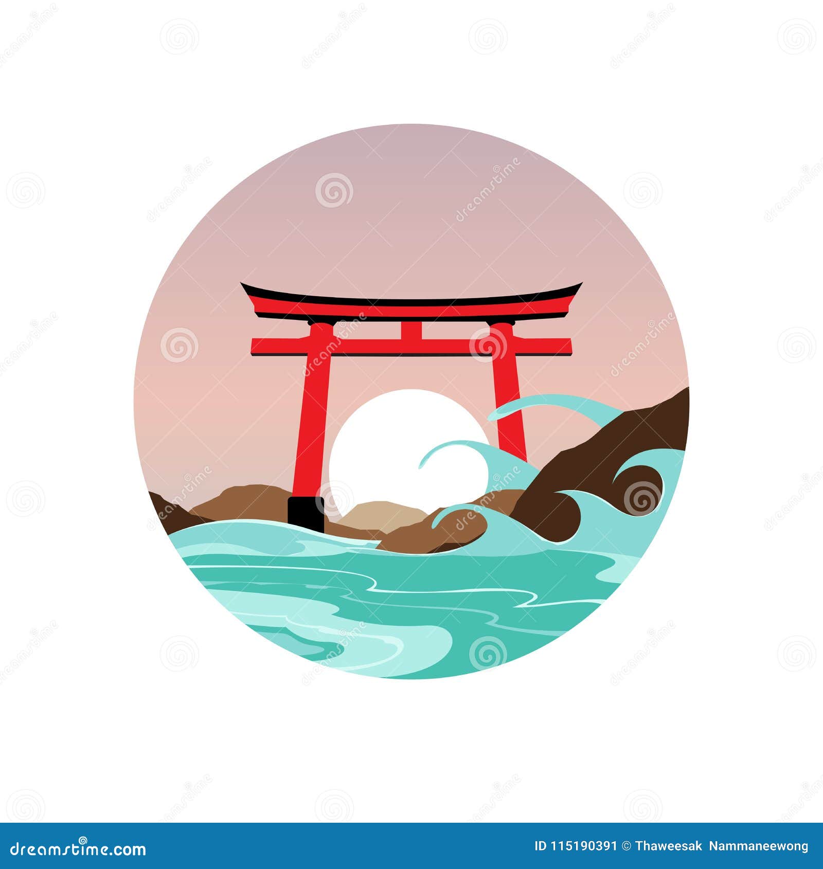 Japan Shrine and Gate Landmark Vector Stock Vector - Illustration of ...