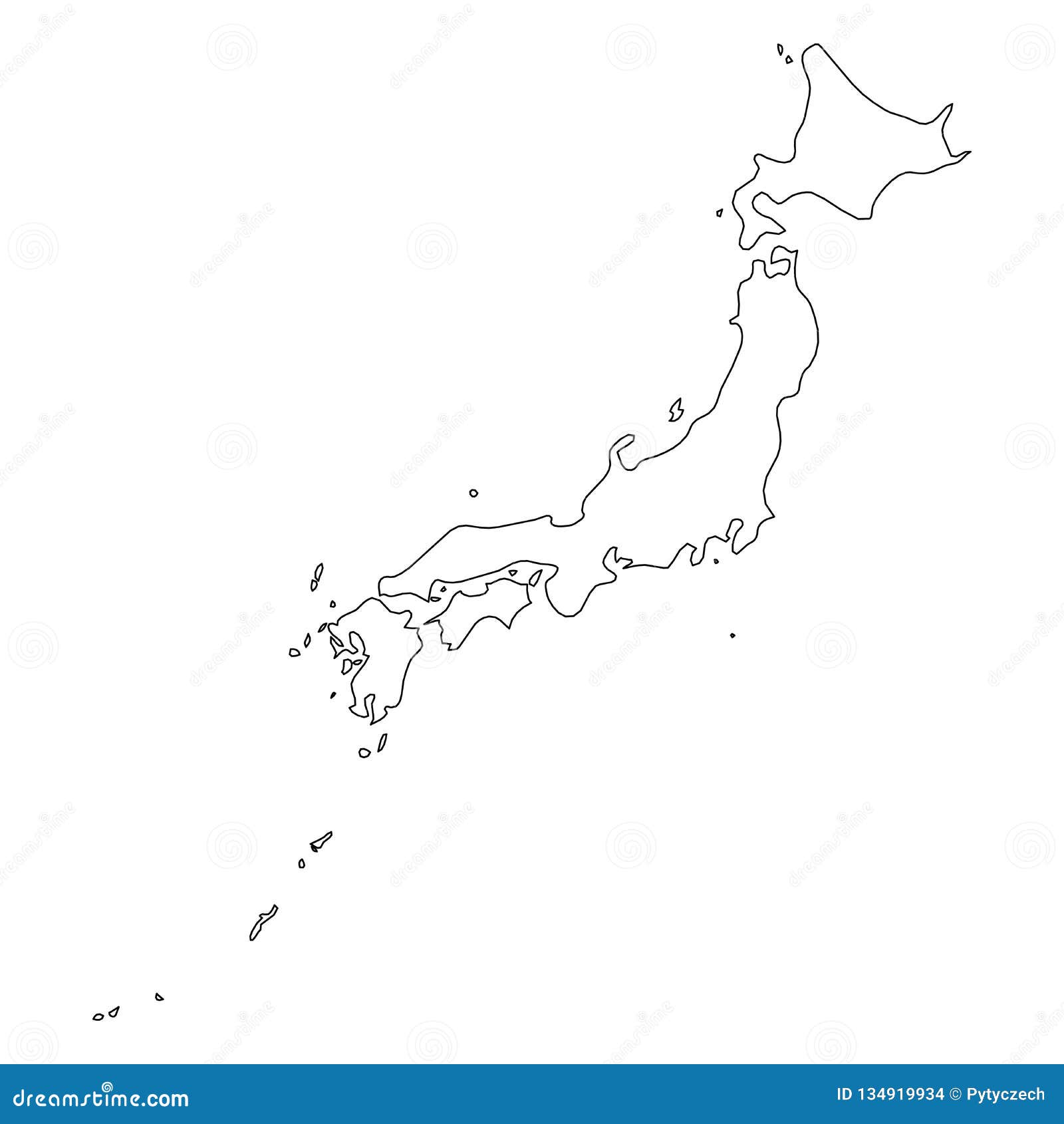 Japan - Solid Black Outline Border Map of Country Area. Simple Flat ...