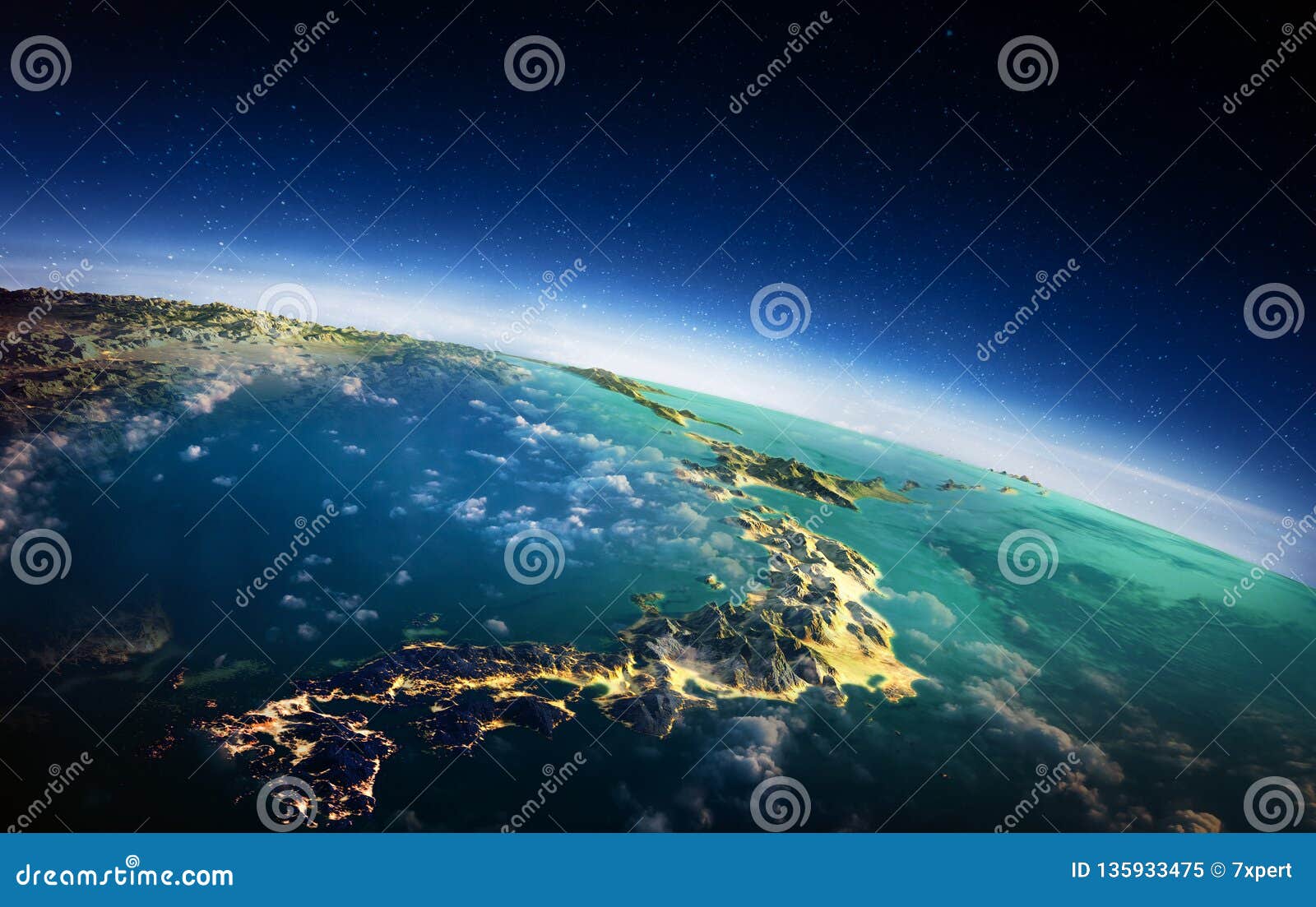 Japan from space stock image. Image of continent, kumamoto - 135933475