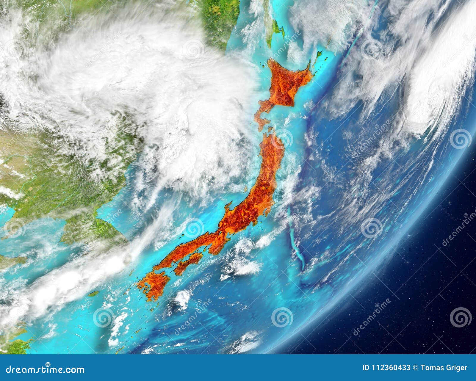 Japan from space stock illustration. Illustration of japan - 112360433