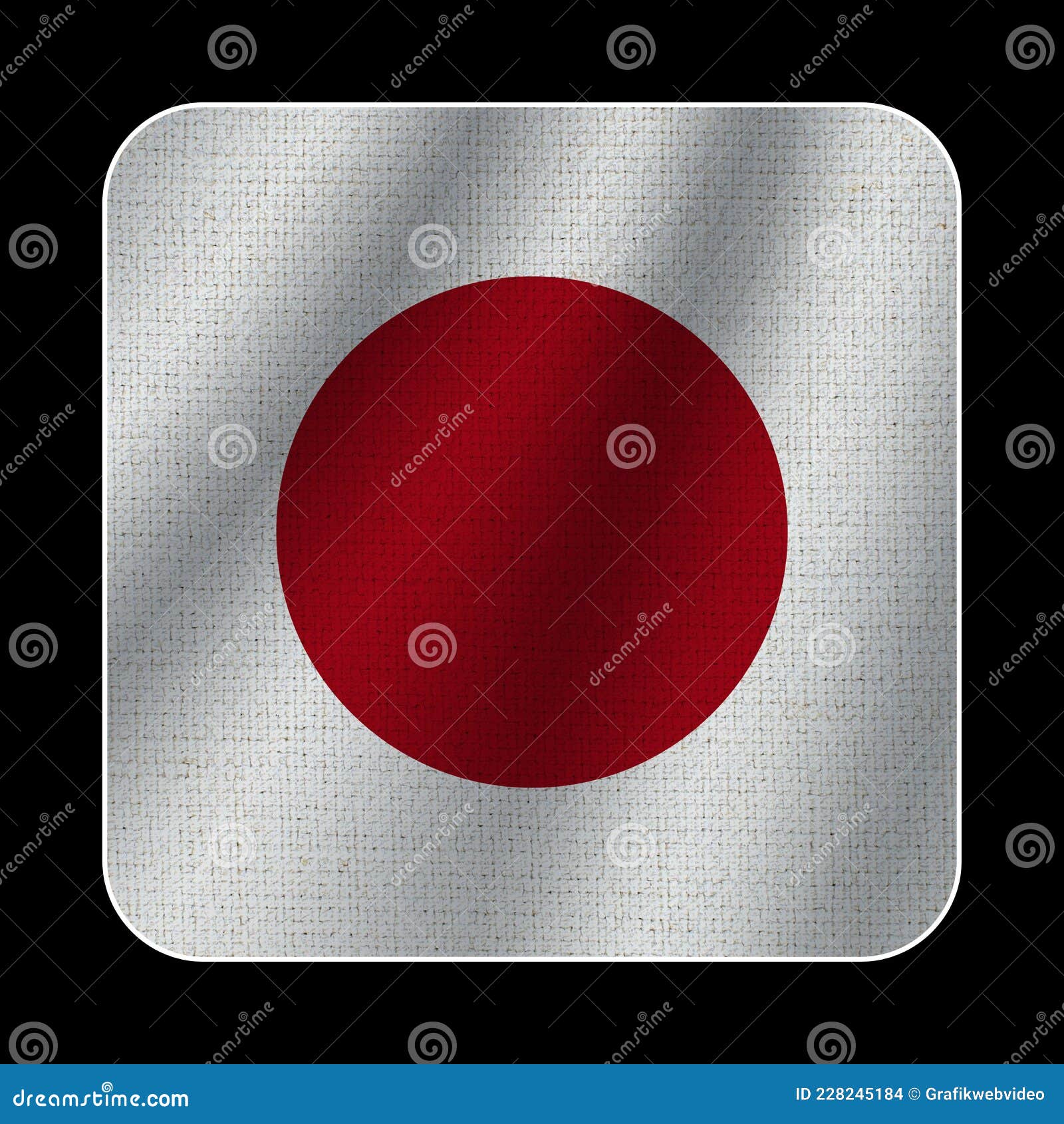 Japan Square Flag, Fabric Pattern Texture, Black Background, 3D ...