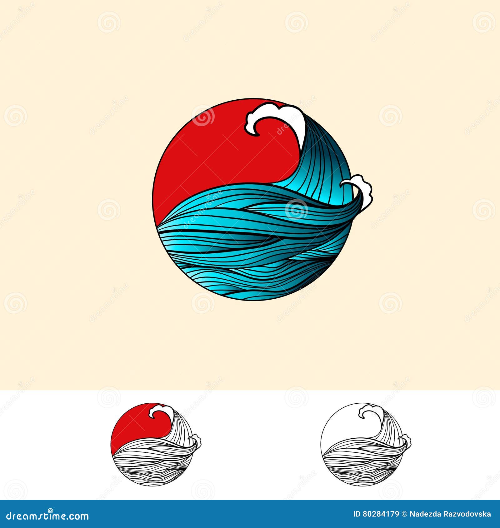 Japan Style Abstract Ocean Water Logo Stock Vector - Illustration of ...