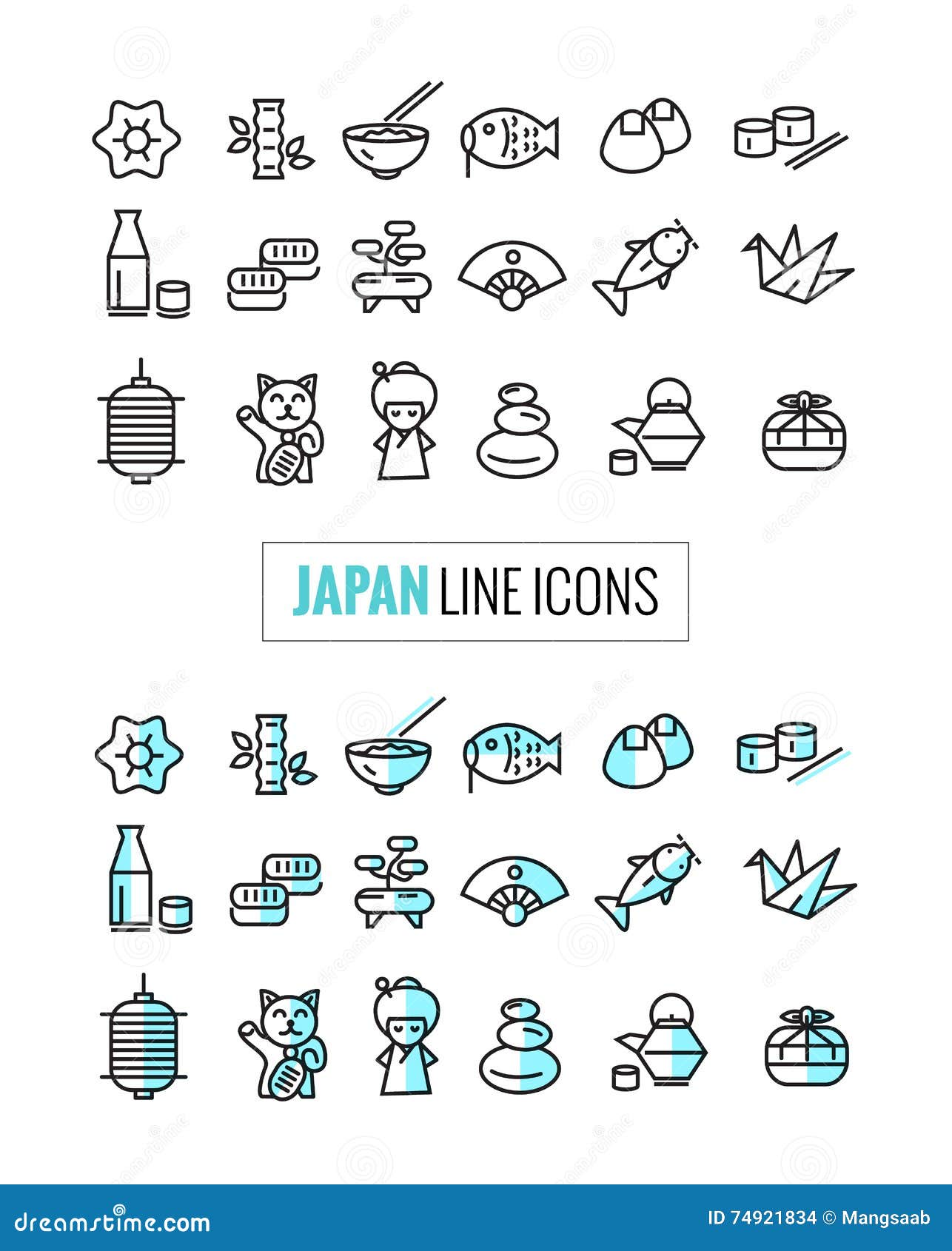 Japan 2 style icons Set. stock vector. Illustration of china - 74921834
