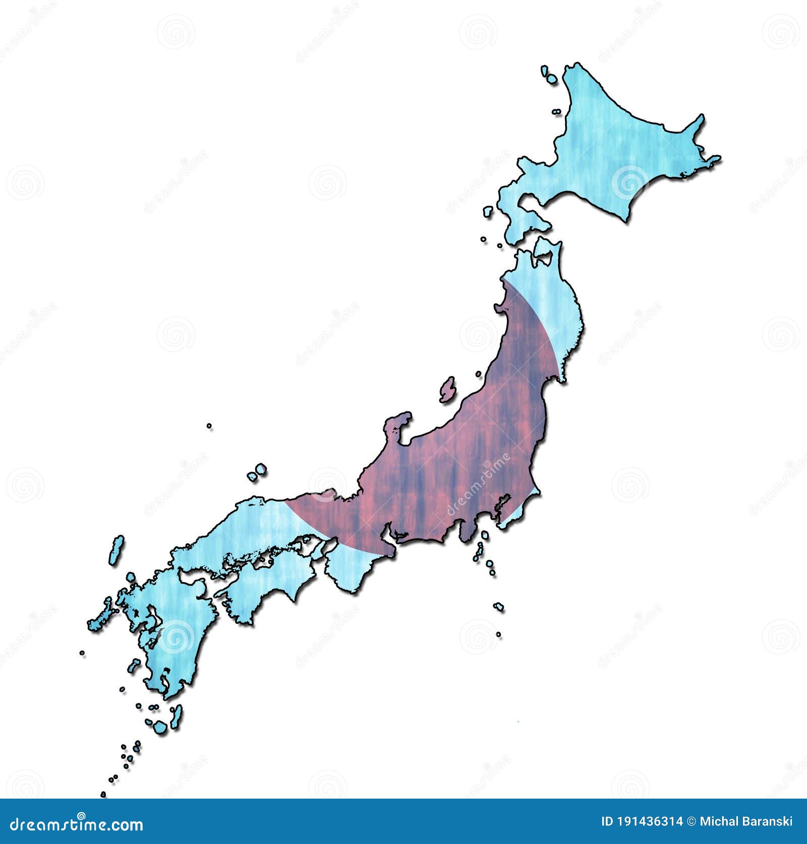 Japan territory with flag stock photo. Image of travel - 191436314