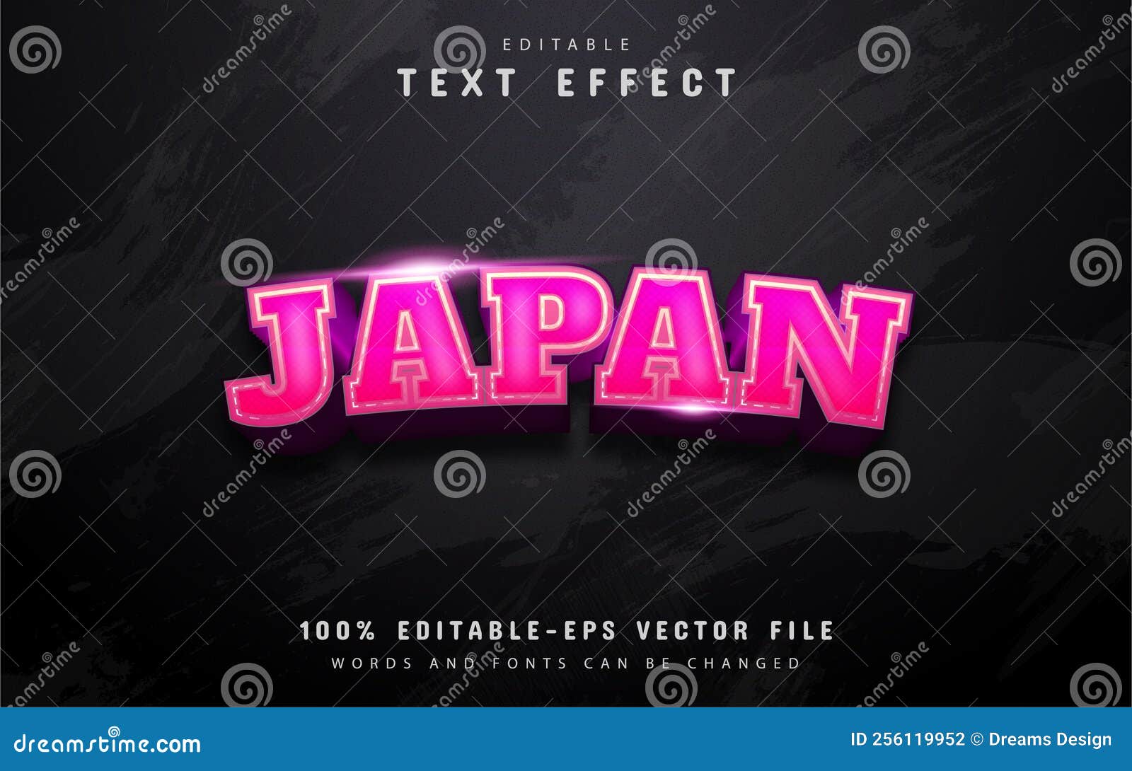 Japan Text, 3d Pink Gradient Text Effect Stock Vector - Illustration of ...