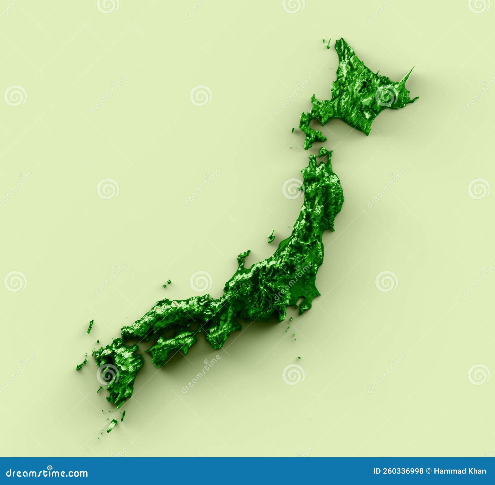 Japan Topographic Map 3d Realistic Map Color 3d Illustration Stock ...