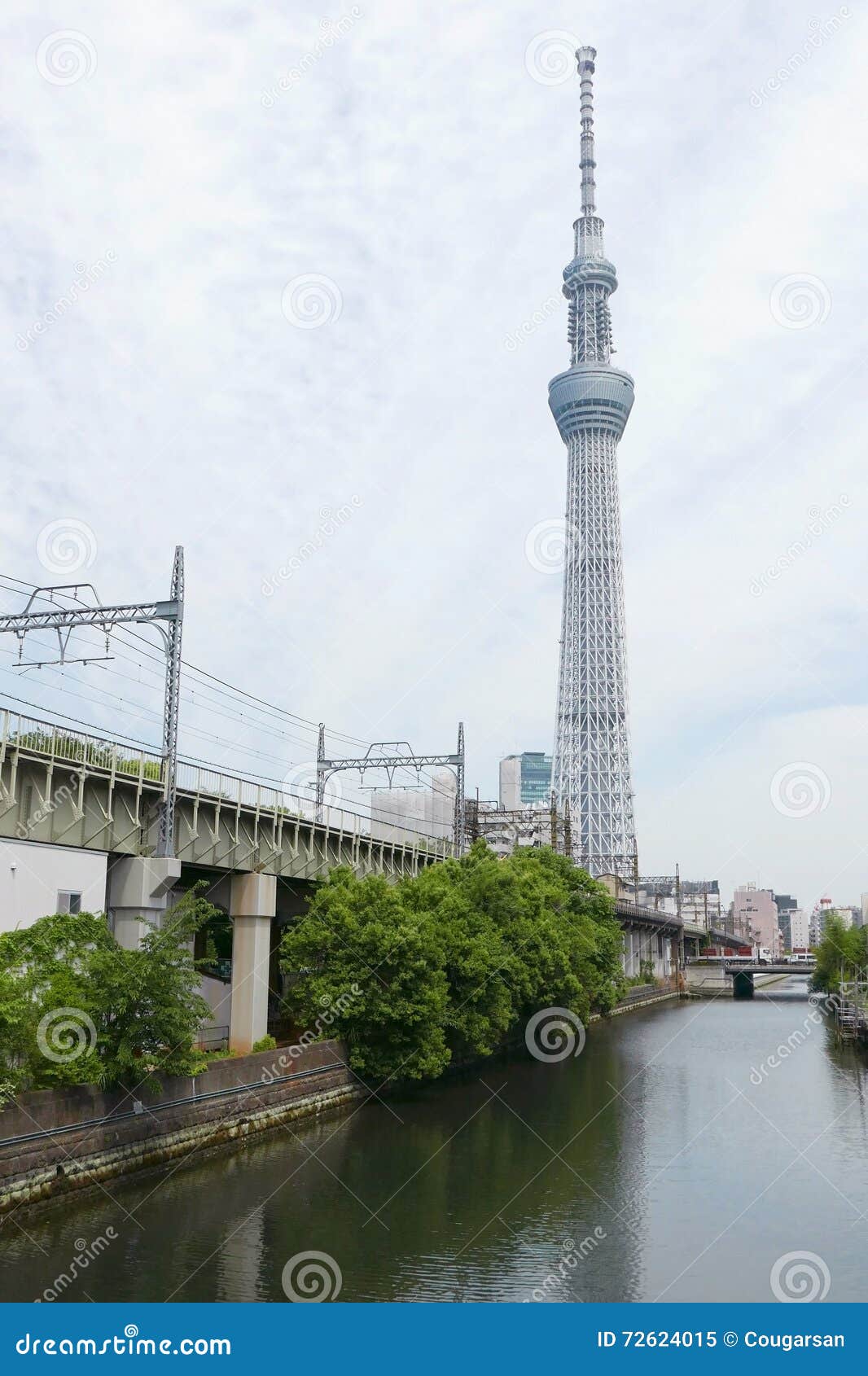 Japan Tower, Building River, Train Track with Sky Editorial Image ...