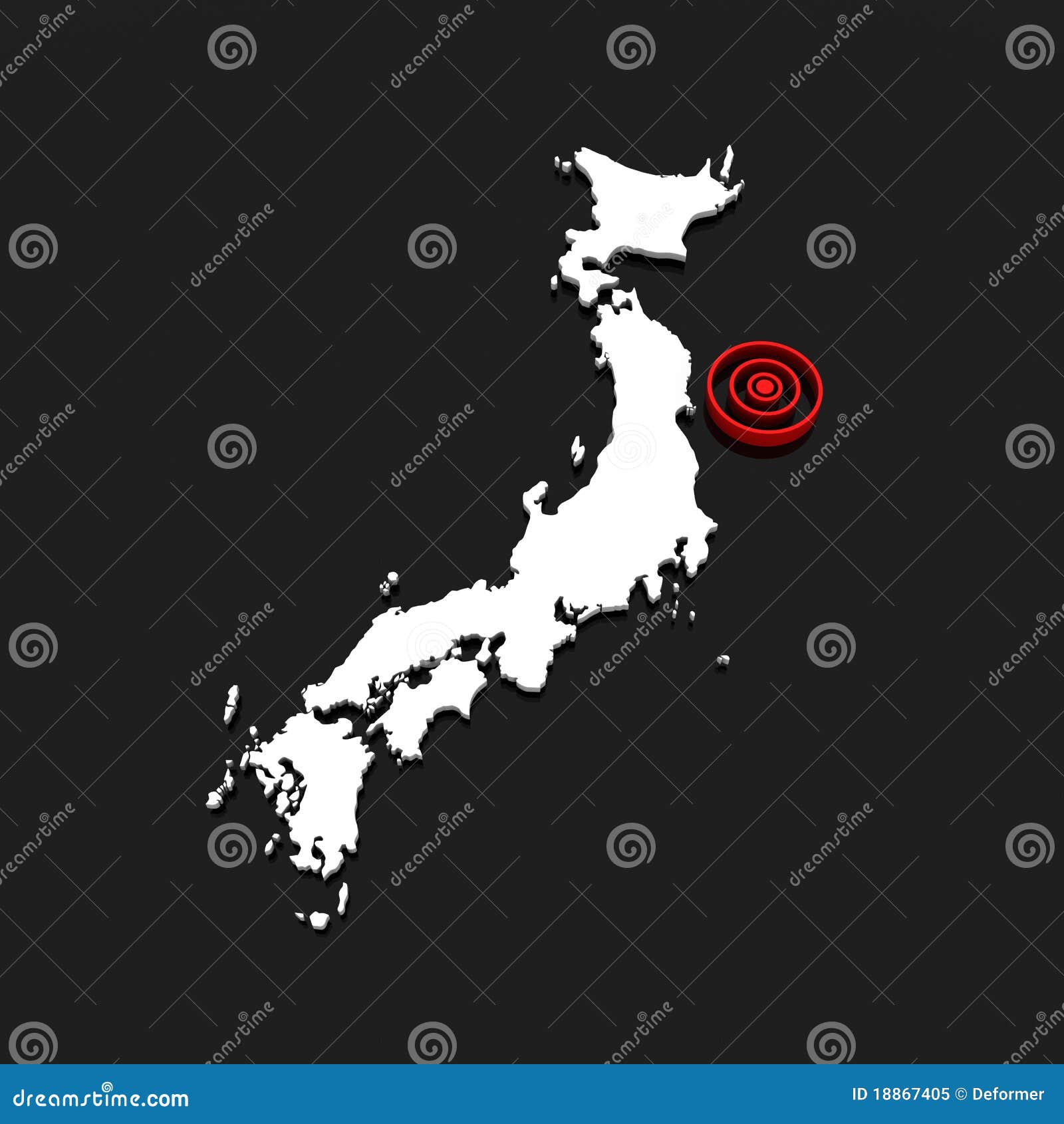 Japan Map With Epicenter Cartoon Vector | CartoonDealer.com #18845759