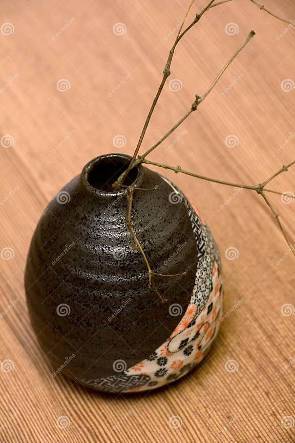 Japan Vase and Twig stock image. Image of clay, table - 12009361