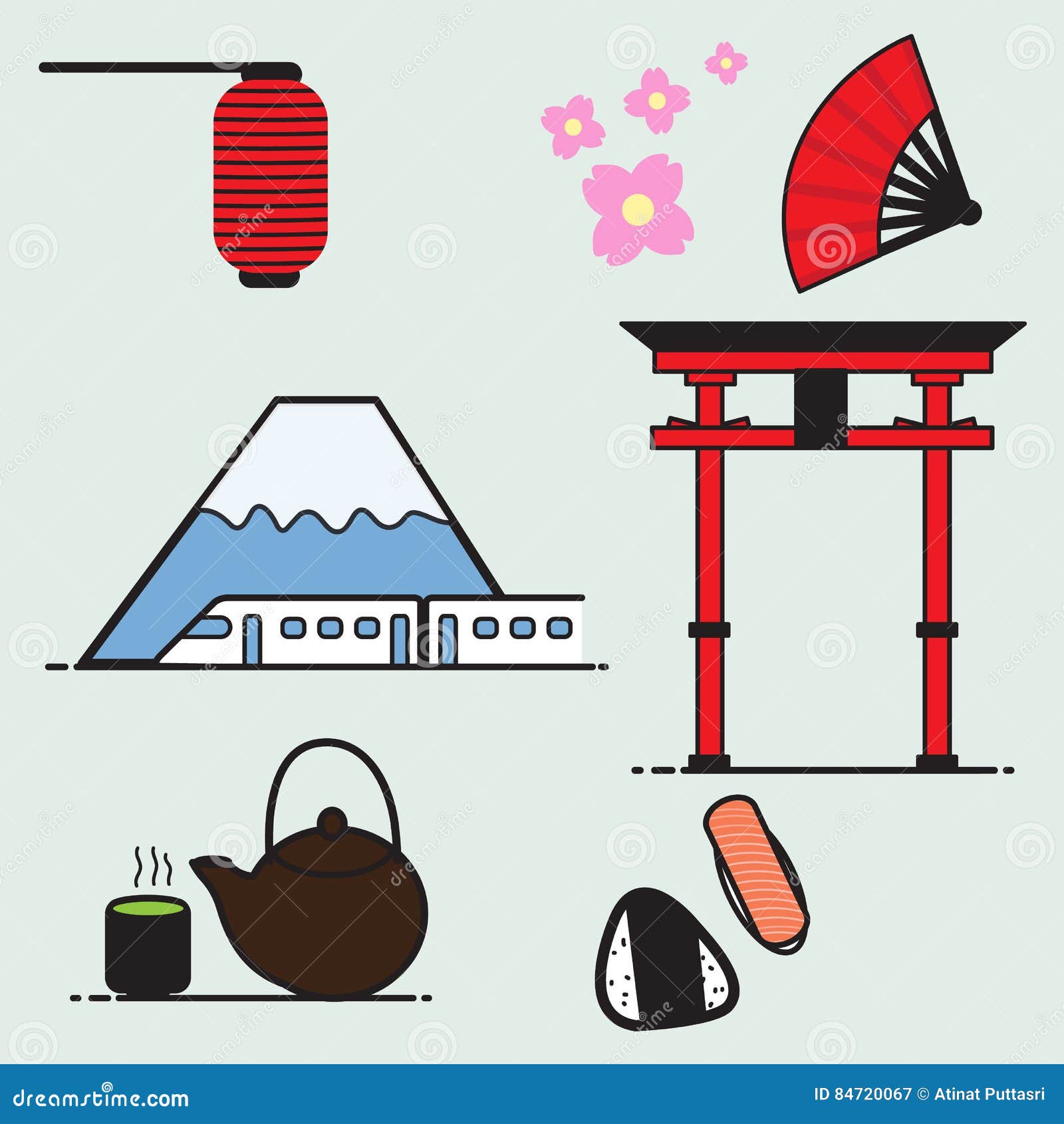 Japan Vector Cartoon Design. Stock Vector - Illustration of sakura ...